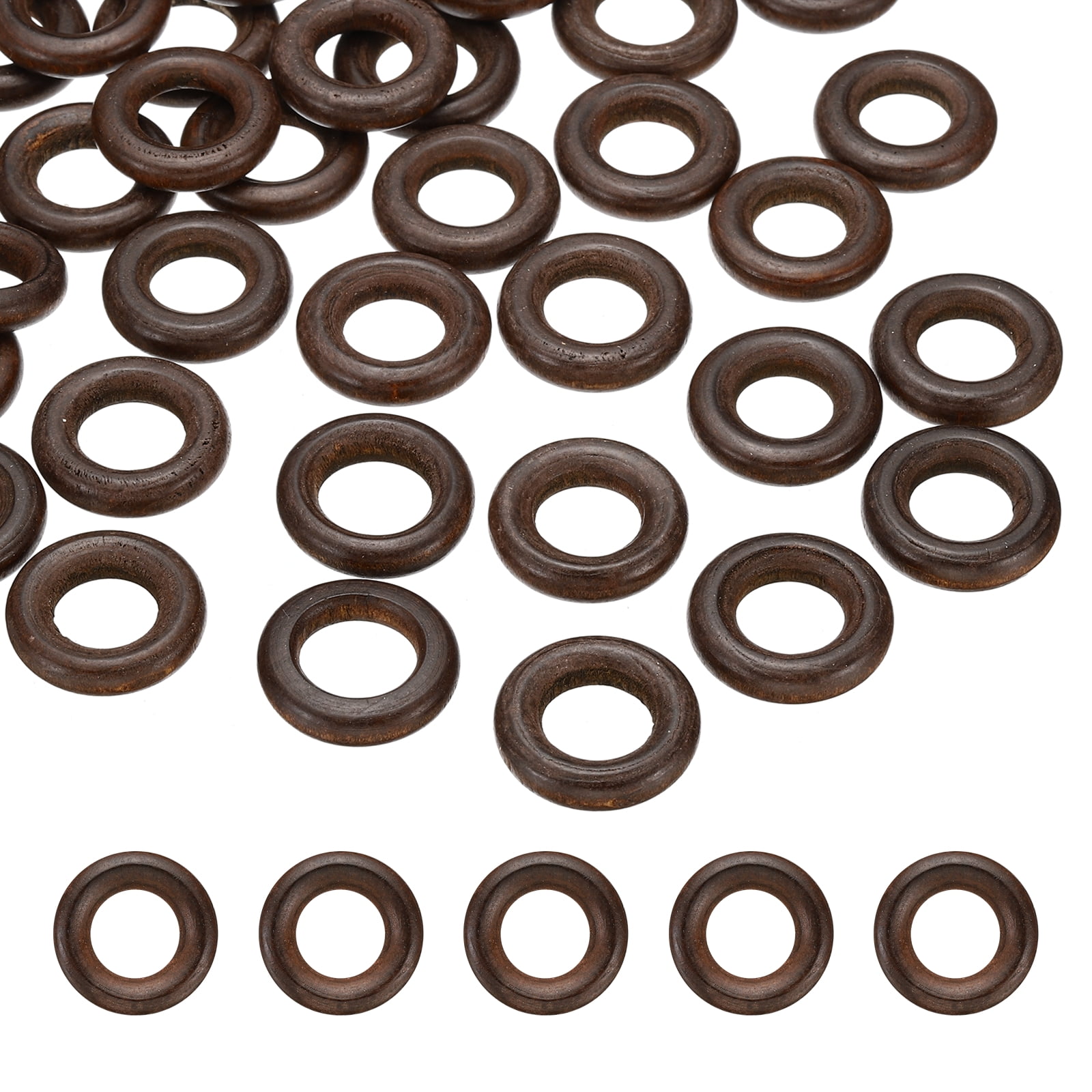 Uxcell 25mm Natural Wooden Rings, 50 Pack Wood Ring Round Linking Rings ...
