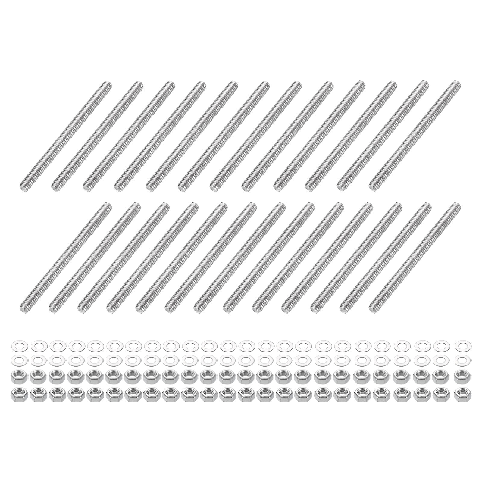 Uxcell 25pack Fully Threaded Rod, M4 x 50mm 201 Stainless Steel Right ...