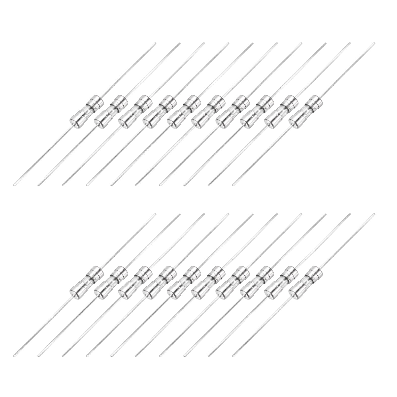 Uxcell 25pcs Glass Tube Fuses, Axial-with Wire 3.6 x 10 mm 8A 250V for ...