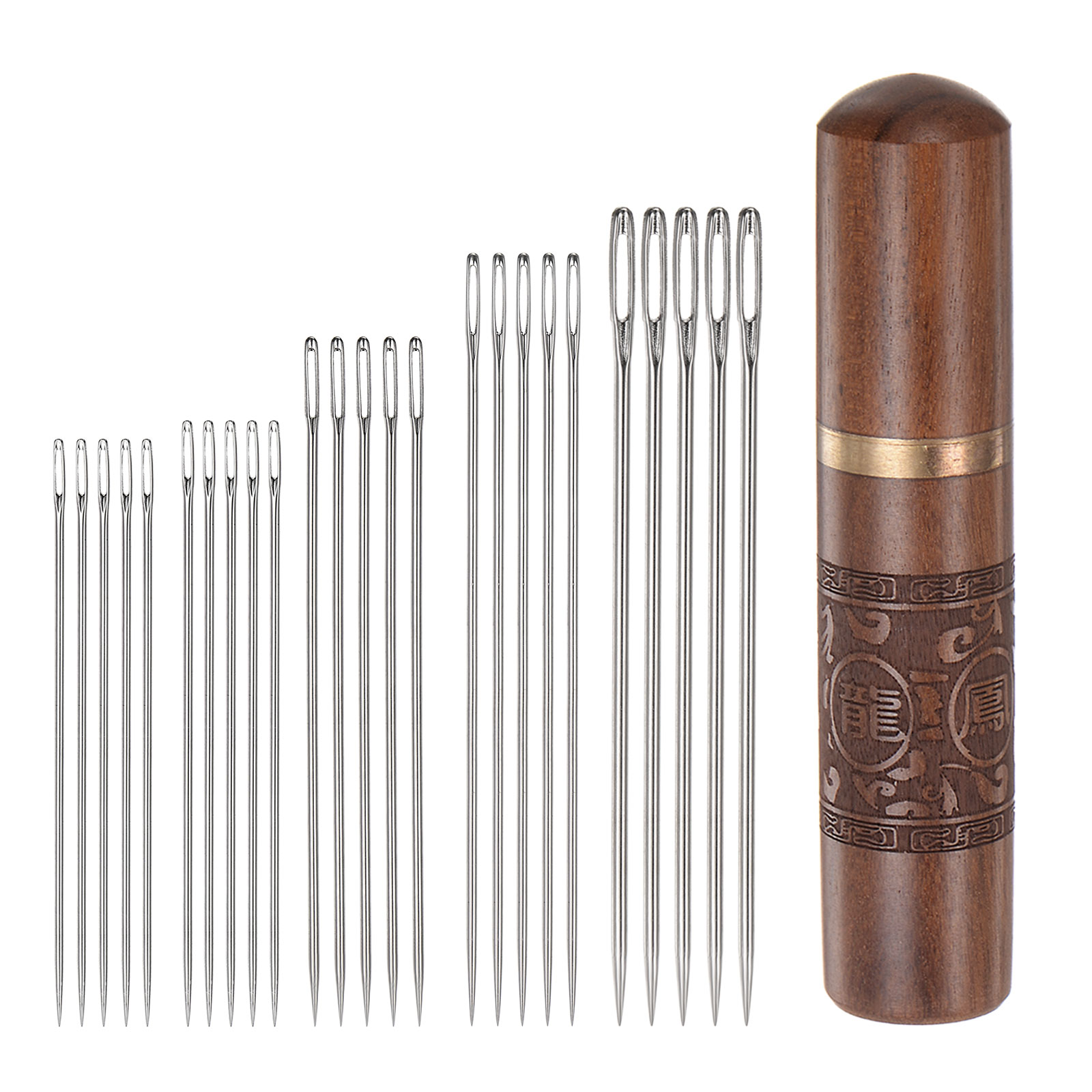 Uxcell 25pcs Large Eye Sewing Needles Stainless Steel 5 Sizes ...