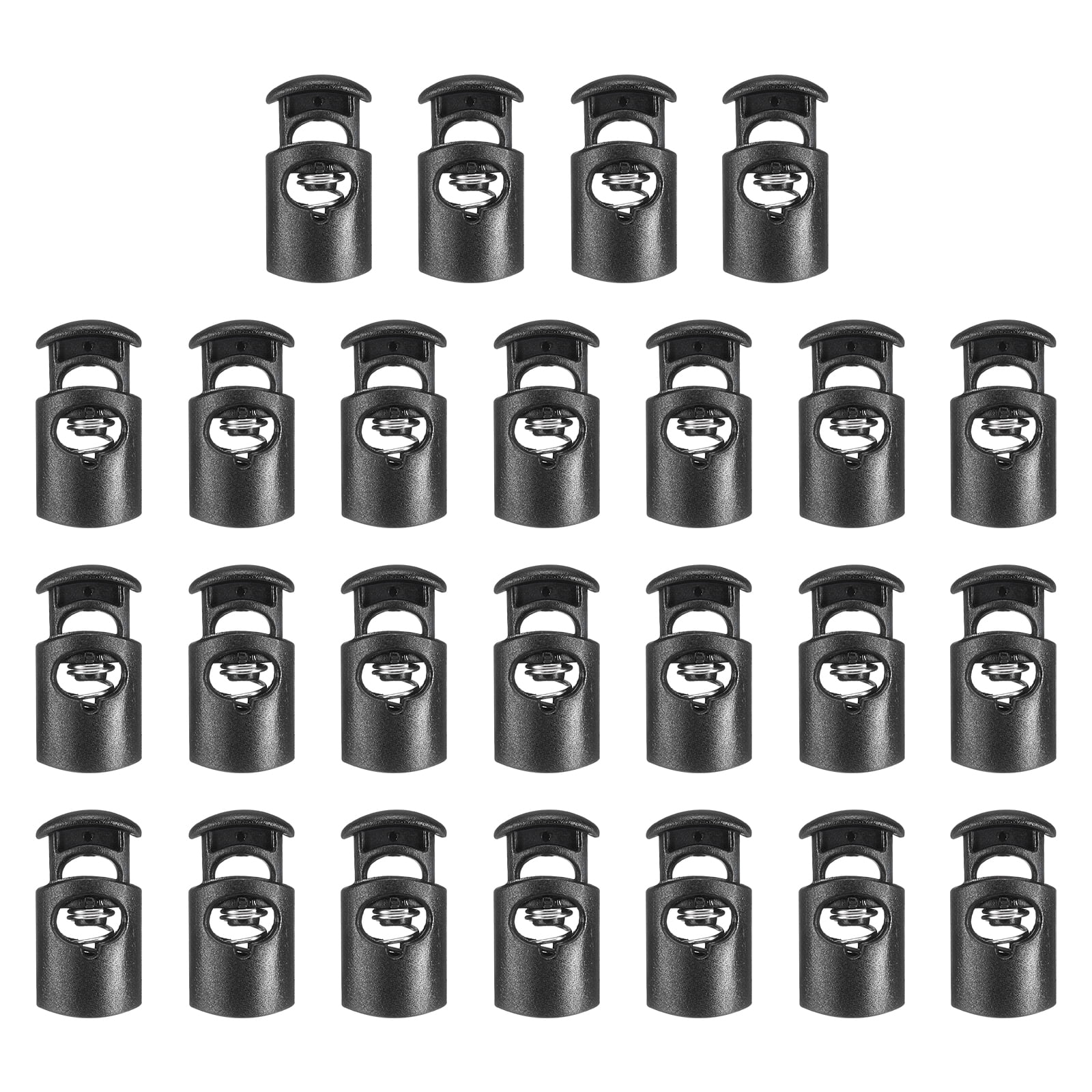 Uxcell 25pcs Plastic Cord Locks Single Hole Spring Toggle Stopper Clip ...