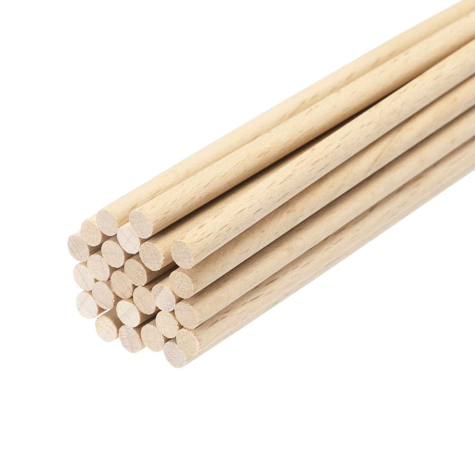 Uxcell 25pcs Round Wood Sticks 1/5"x6" Dowel Rod Unfinished Hardwood ...