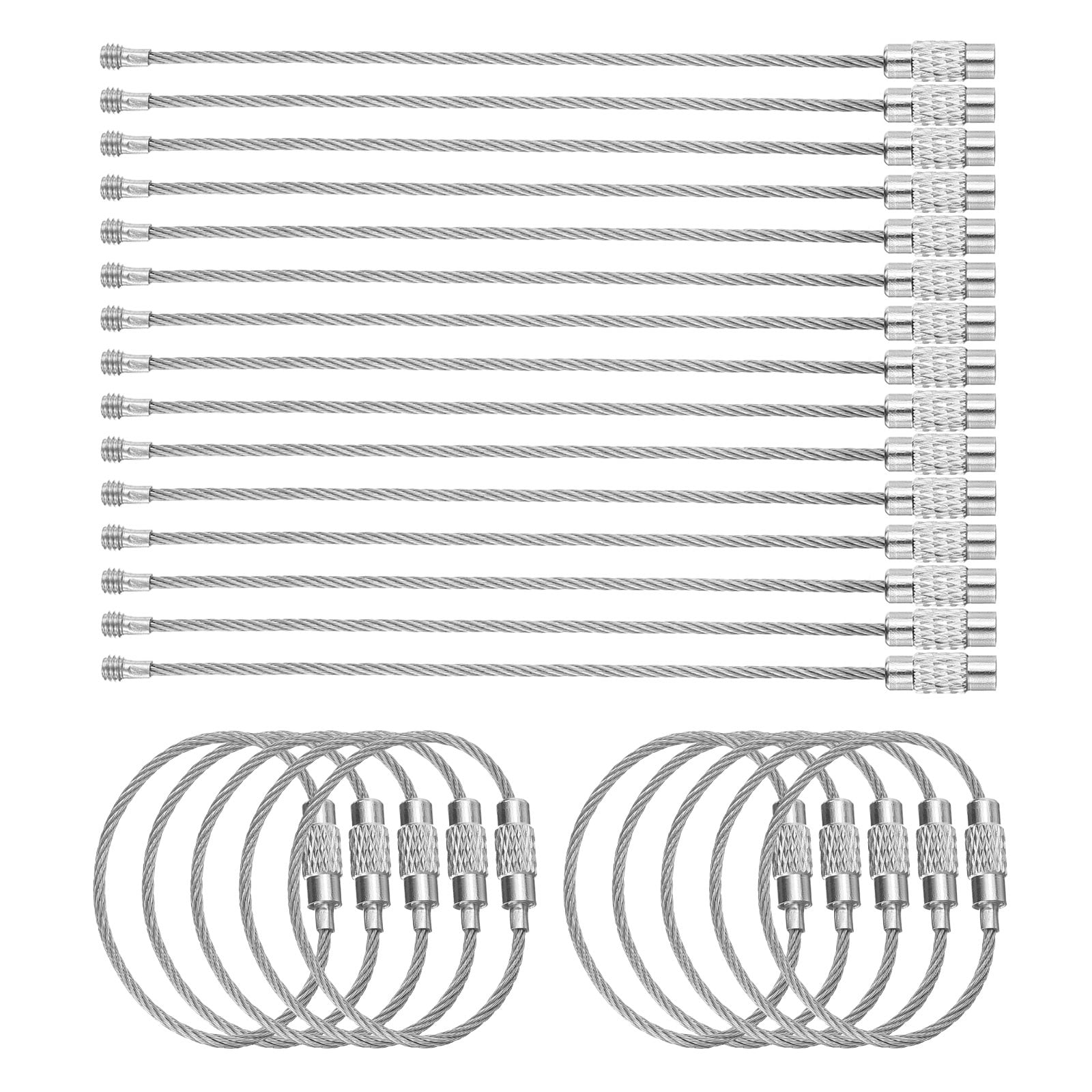 Uxcell 25pcs Wire Keychain Cable 4" Plastic Coated 1.5mm Stainless ...