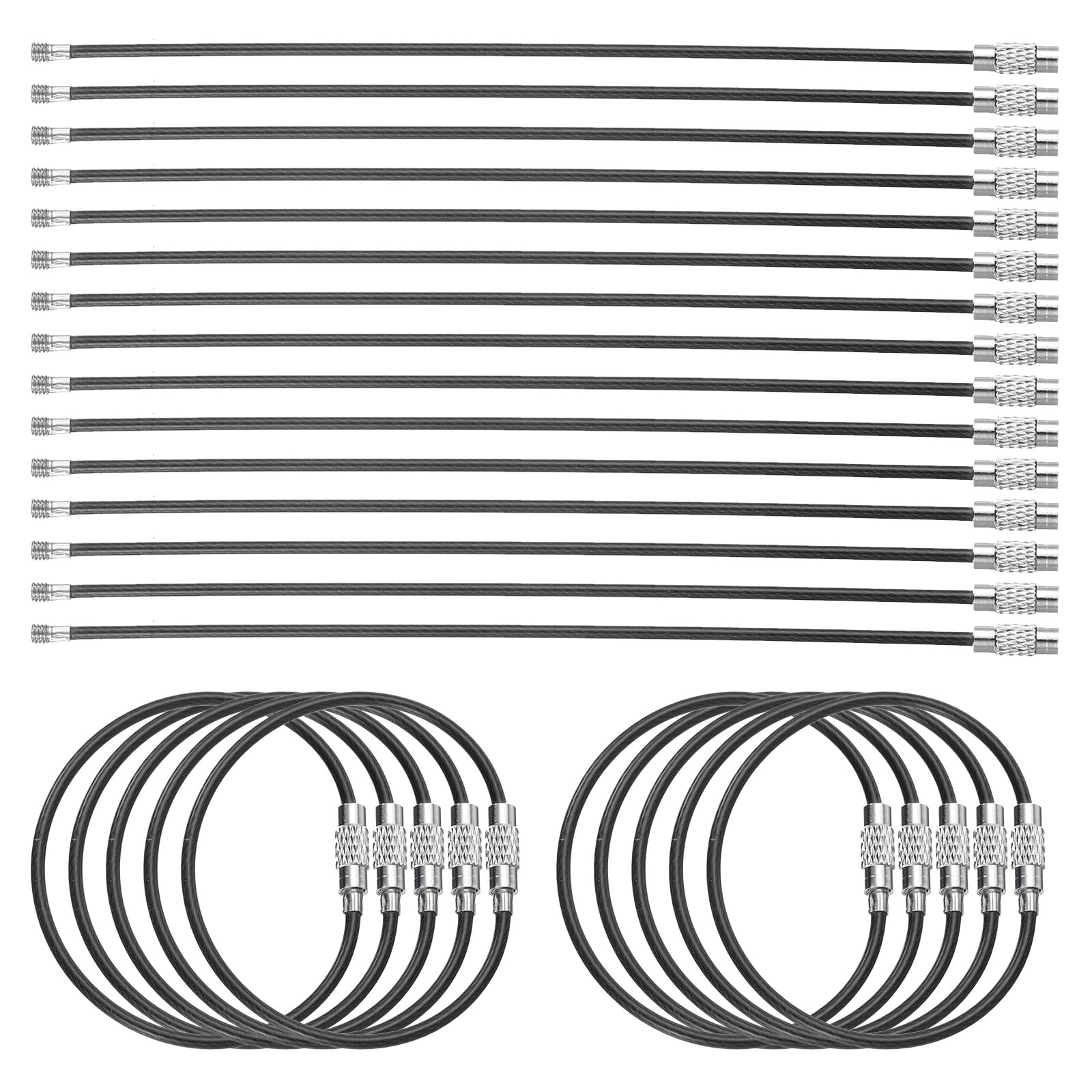 Uxcell 25pcs Wire Keychain Cable 6" Plastic Coated 2mm Stainless Steel ...