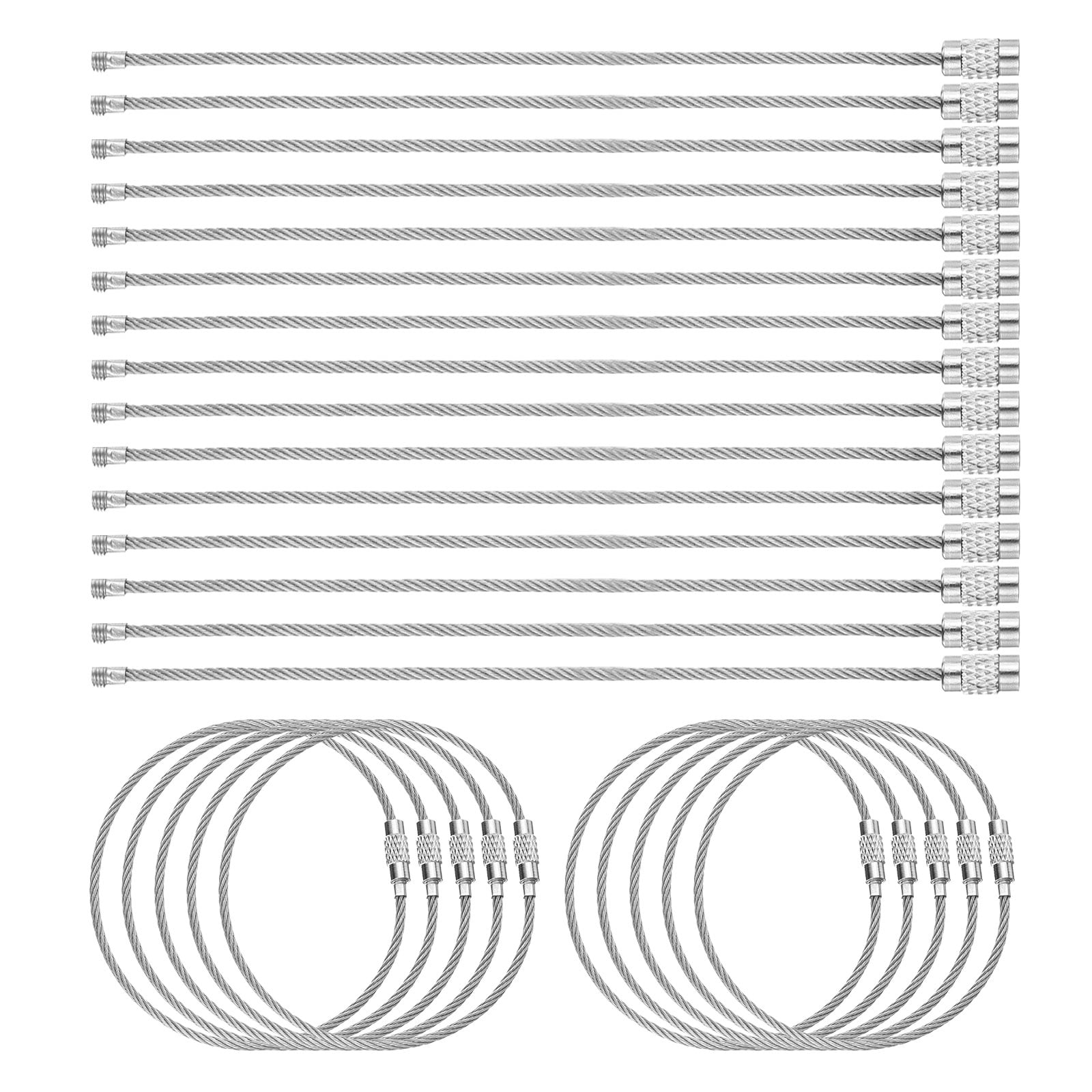 Uxcell 25pcs Wire Keychain Cable 6" Plastic Coated 2mm Stainless Steel ...