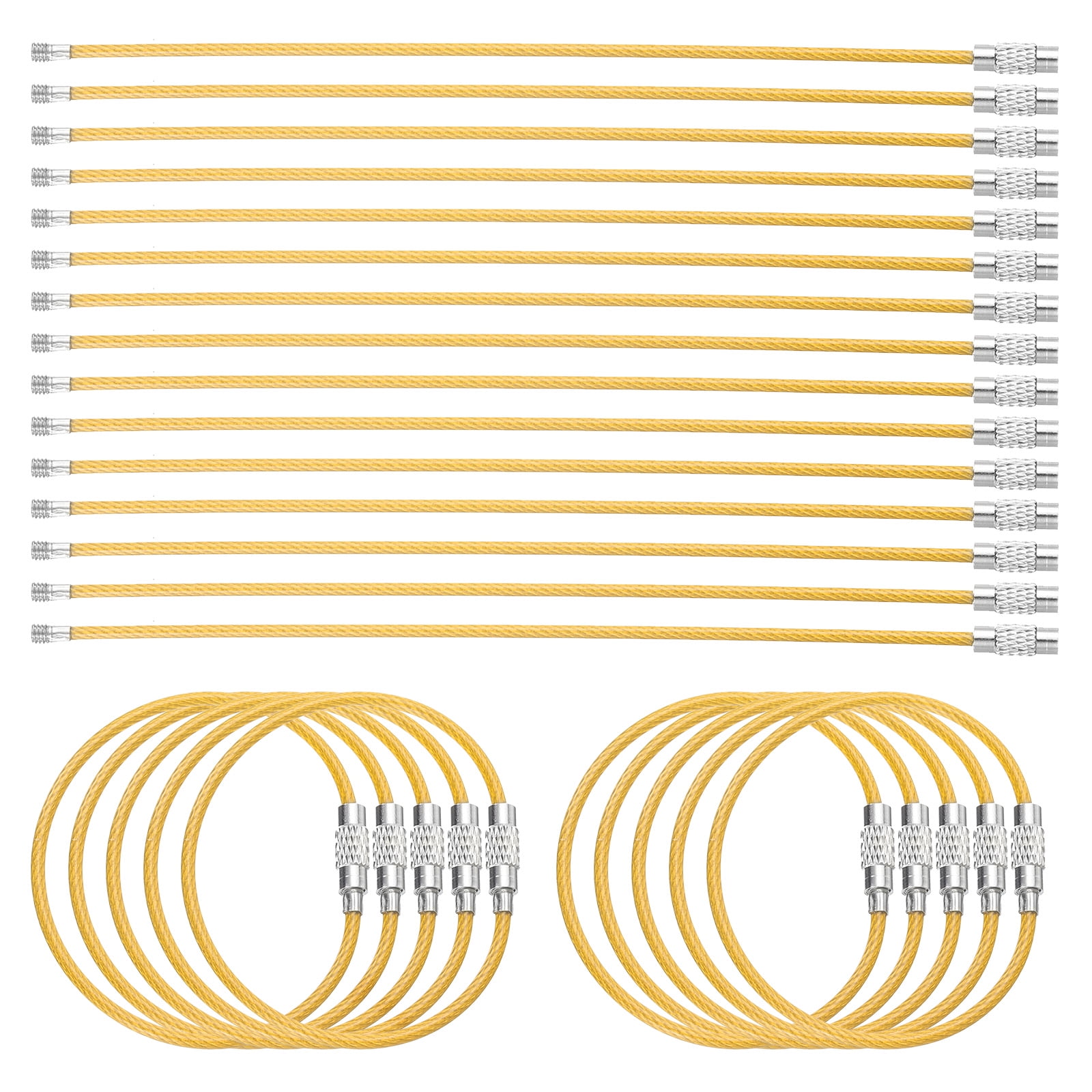 Uxcell 25pcs Wire Keychain Cable 6" Plastic Coated 2mm Stainless Steel ...