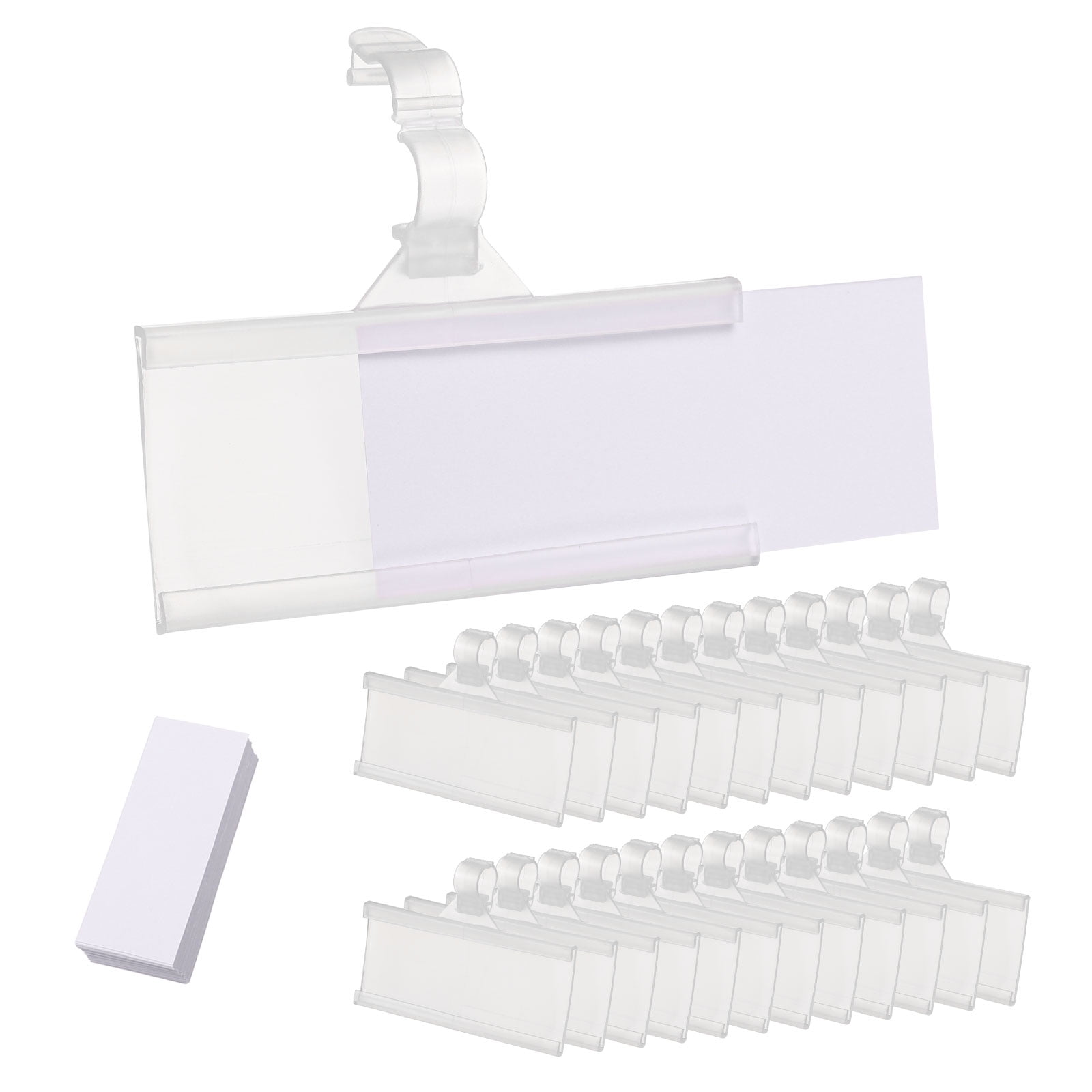 Uxcell 25pcs Wire Shelf Label Holder 3 x 1.4 Inch with Label Papers for ...