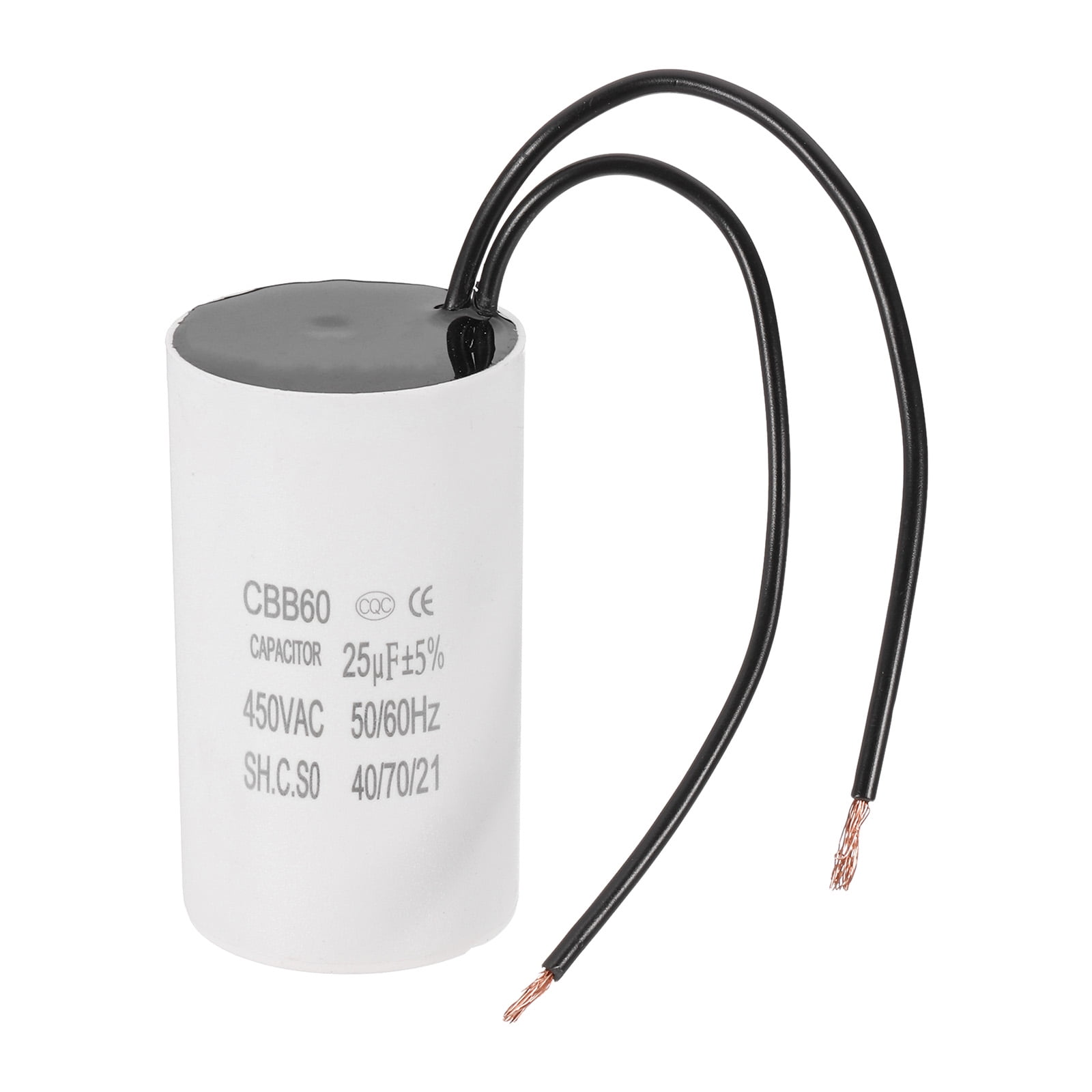 Uxcell 25uF CBB60 Running Capacitor, Run Capacitor with 2 Wires, AC ...
