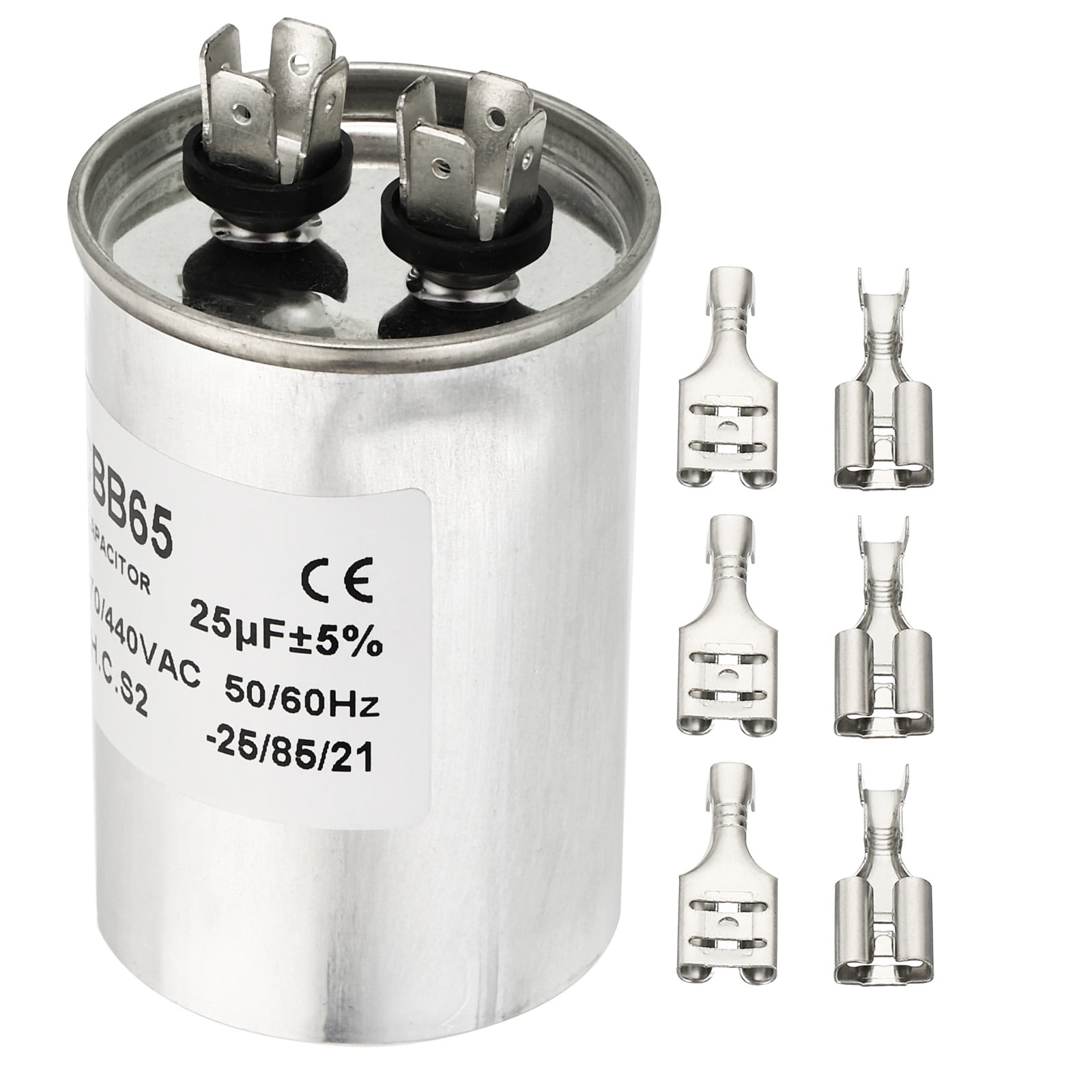 Uxcell 25uf 25MDF 370/440VAC Fan Start Capacitor, CBB65 Circular Run Capacitor with Connecting ...