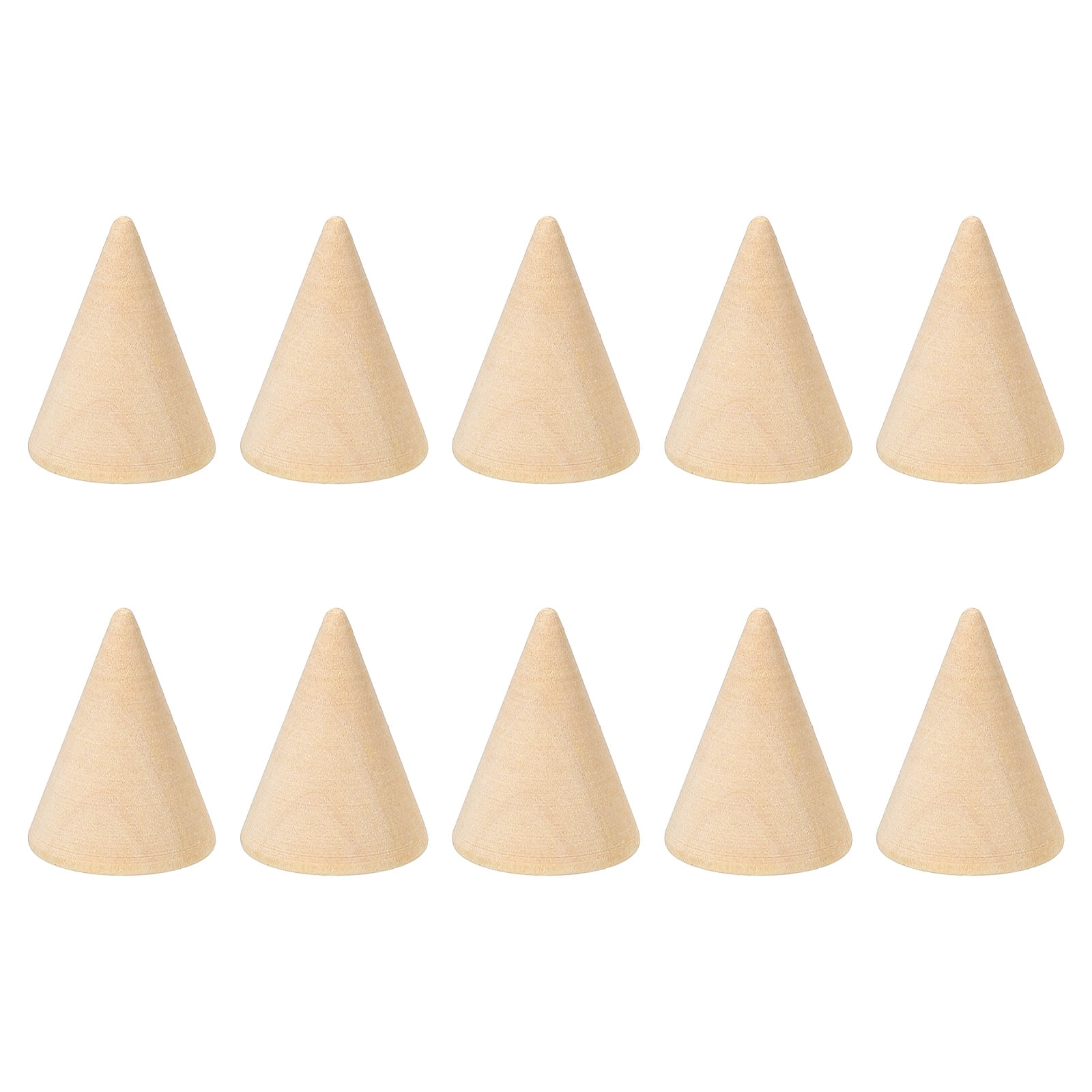 Uxcell 25x20mm Natural Wood Cone Ring Holder, 10 Pack Finger Jewelry ...