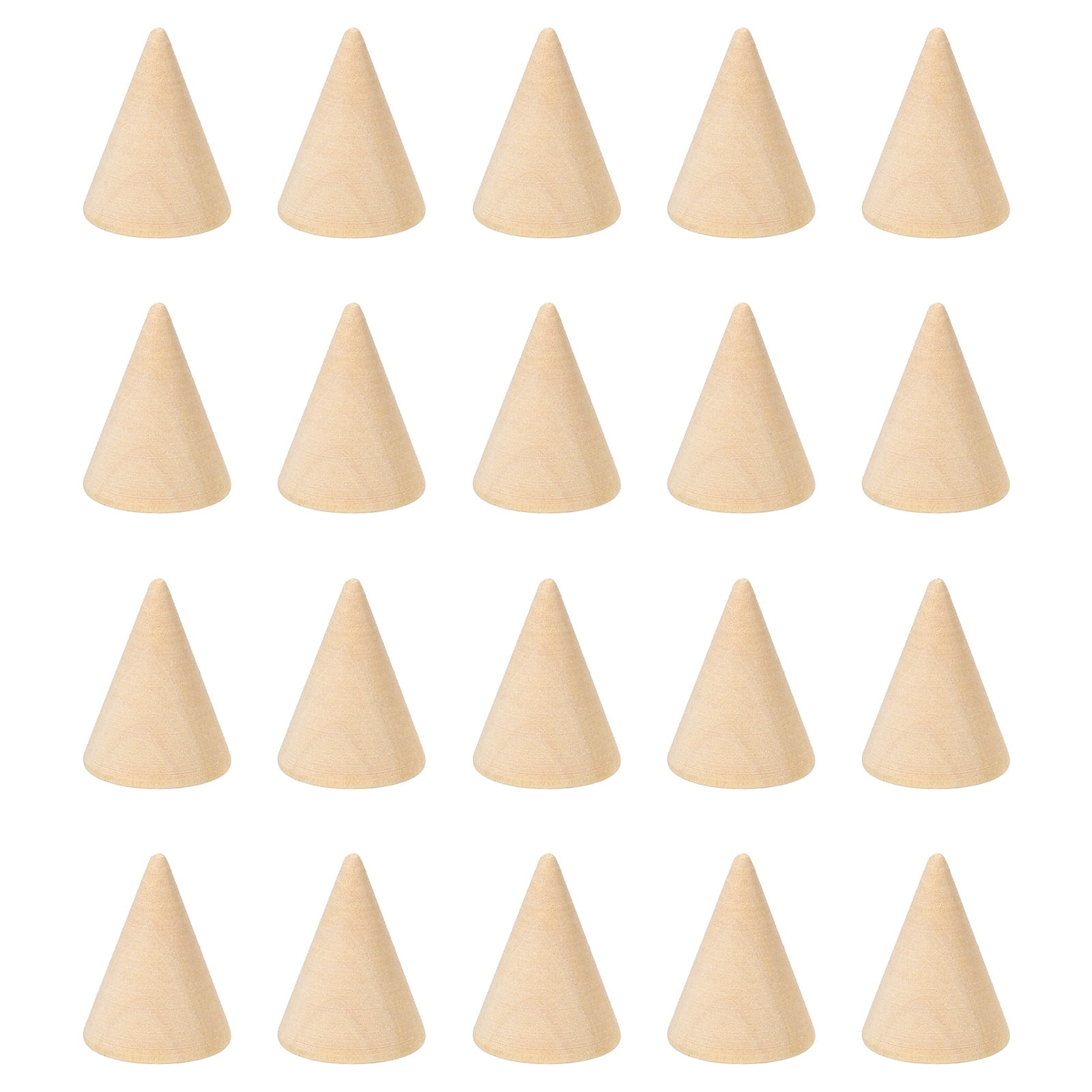 Uxcell 25x20mm Natural Wood Cone Ring Holder, 20 Pack Finger Jewelry ...