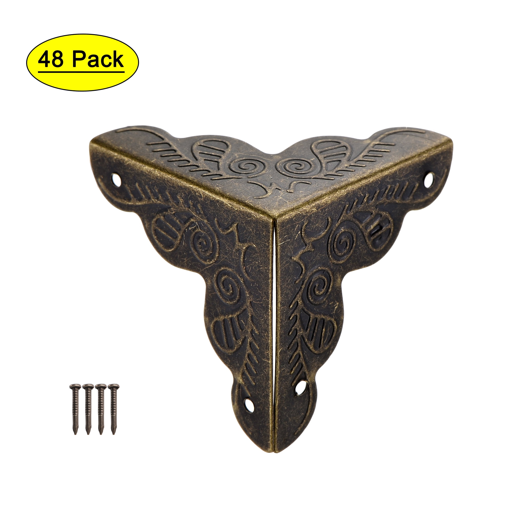Uxcell 25x25x25mm Metal Box Corner Protectors Iron Bronze Tone 48 Pack ...