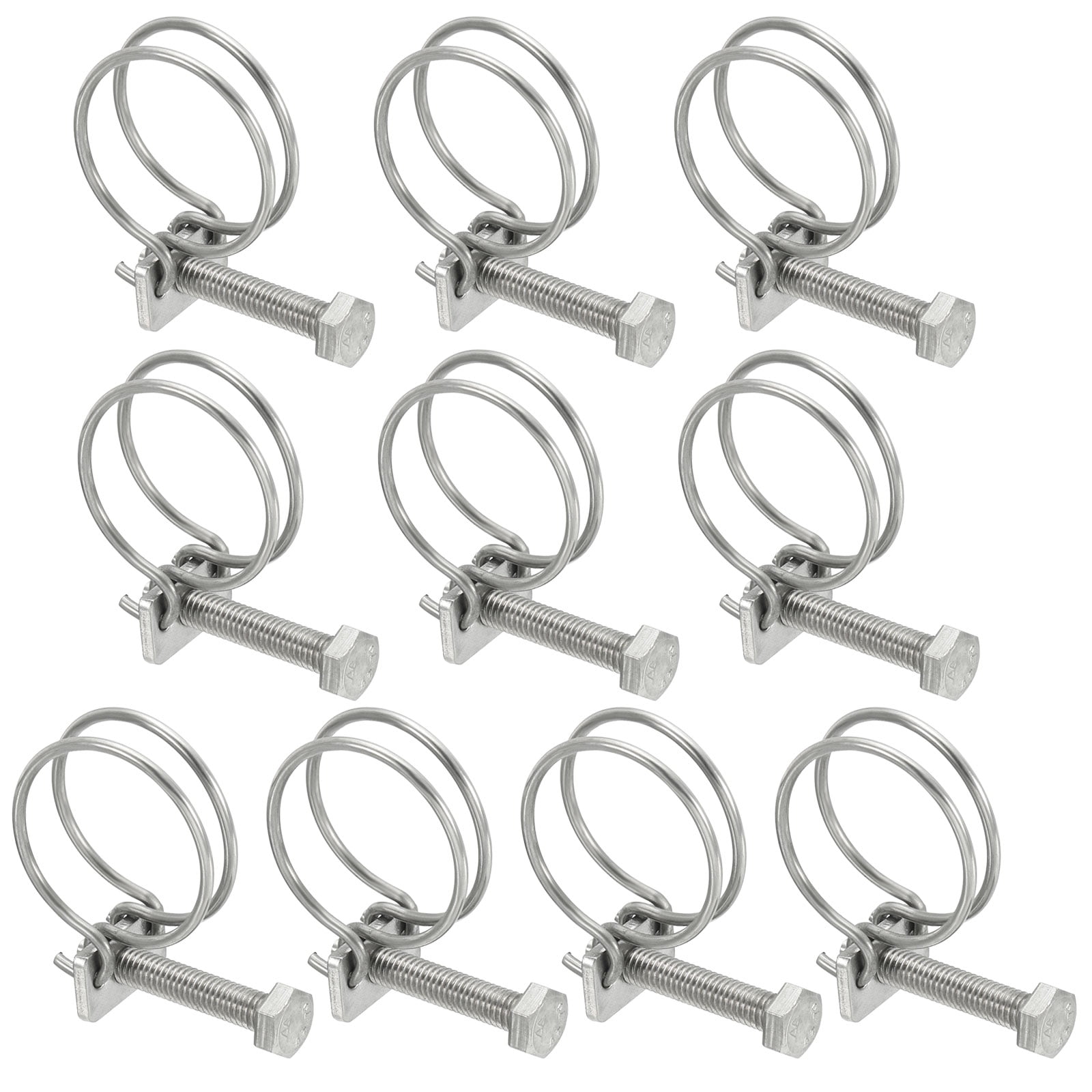 Uxcell 26-30mm Adjustable Double Wire Hose Clamp, 304 Stainless Steel ...