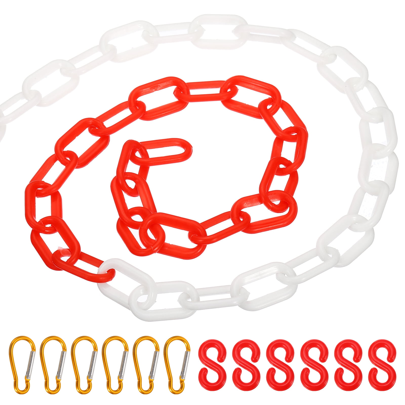 Uxcell 26Ft Plastic Chain Barrier, Safety Link Chain Stanchion with 6 S ...