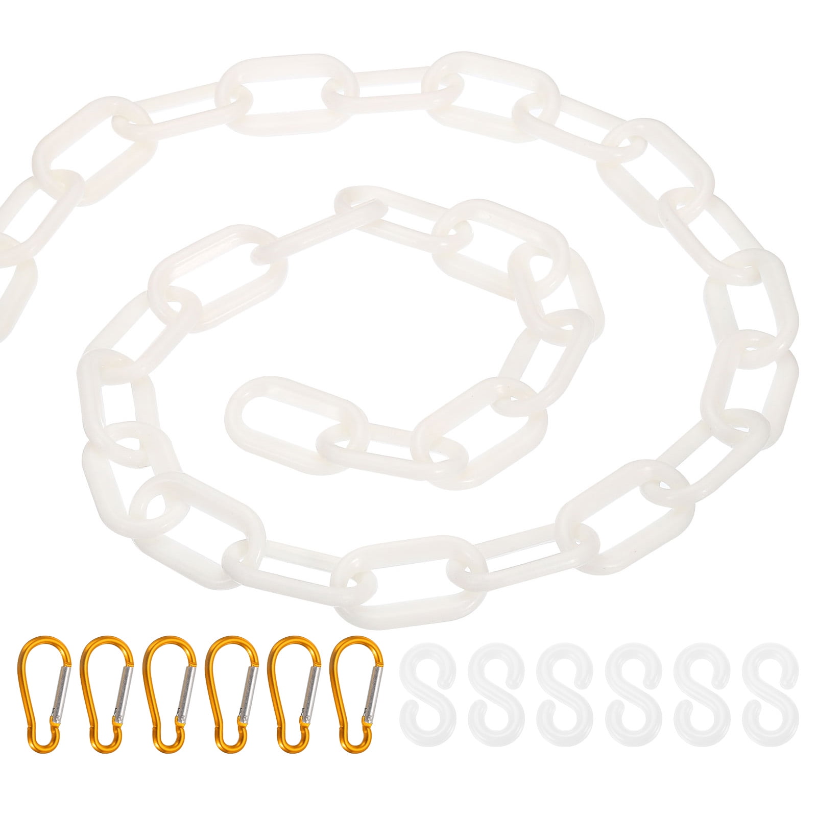 Uxcell 26Ft Plastic Chain Barrier, Safety Link Chain Stanchion with 6 S ...