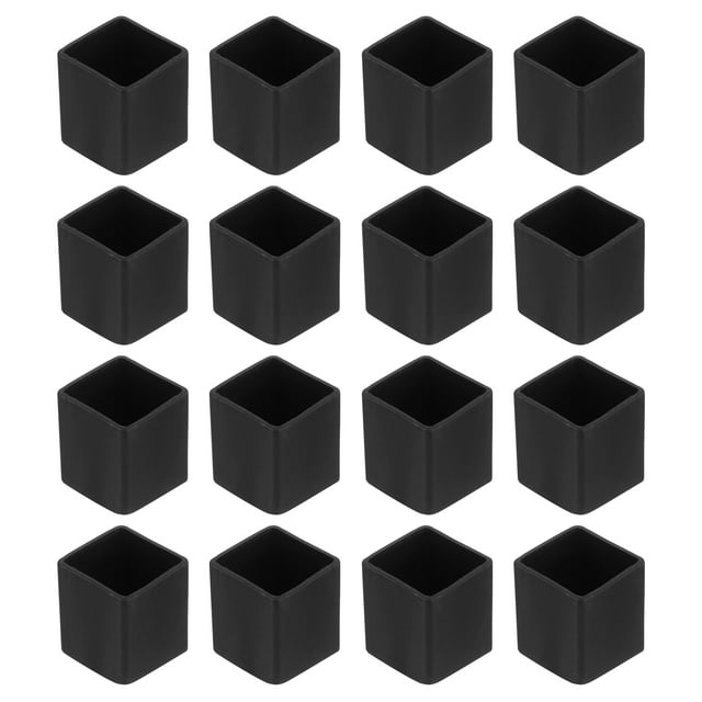 Uxcell 26Pack PVC Square Chair Leg Caps, 20mm x 20mm OD Black Furniture ...