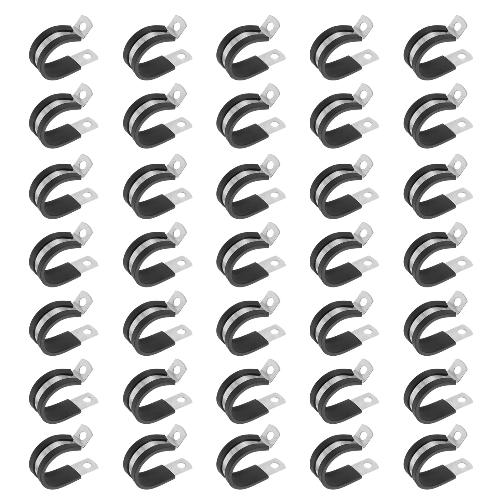 Uxcell 26mm (1") Cable Clamps, 50 Pcs Rubber Coated Cushioned Pipe ...