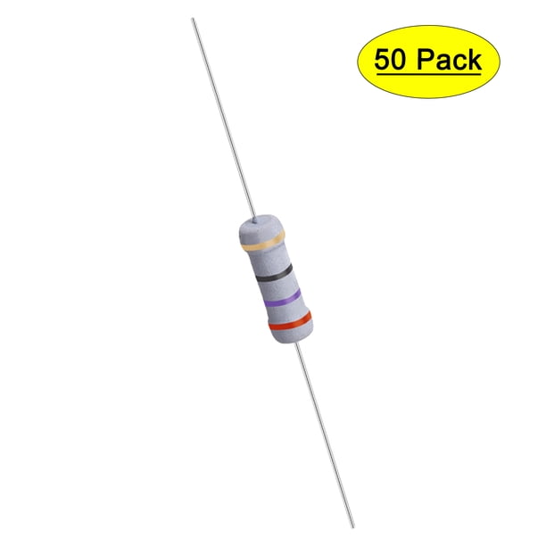 Uxcell 27 Ohm 1W ±5% Tolerance Axile Lead Metal Oxide Film Resistor 50 ...