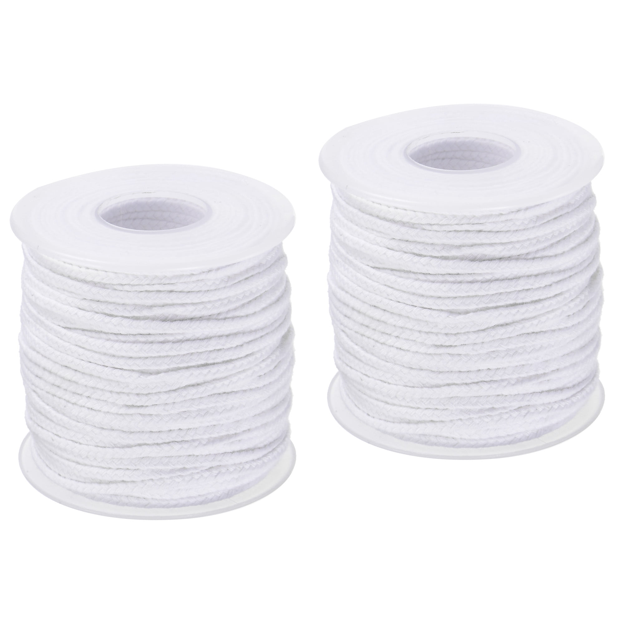 Uxcell 27 PLY 200 Ft Long 2mm Flat Wide Cotton Braided Candle Wick, 2 ...