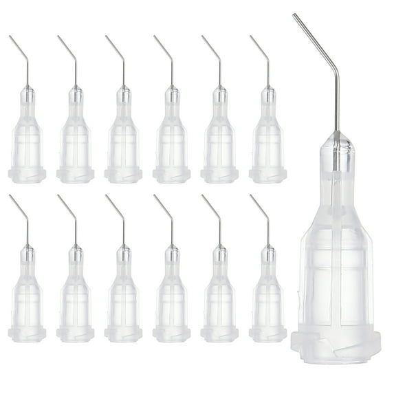 Uxcell 27Ga Angled Dispensing Needles, 25Pcs 0.5Inch 45° Curved ...
