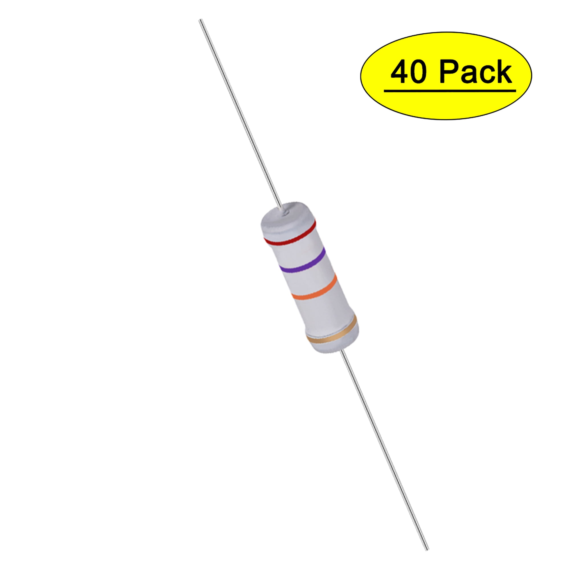 Uxcell 27K Ohm 3W ±5% Tolerance Axile Lead Metal Oxide Film Resistor 40 ...