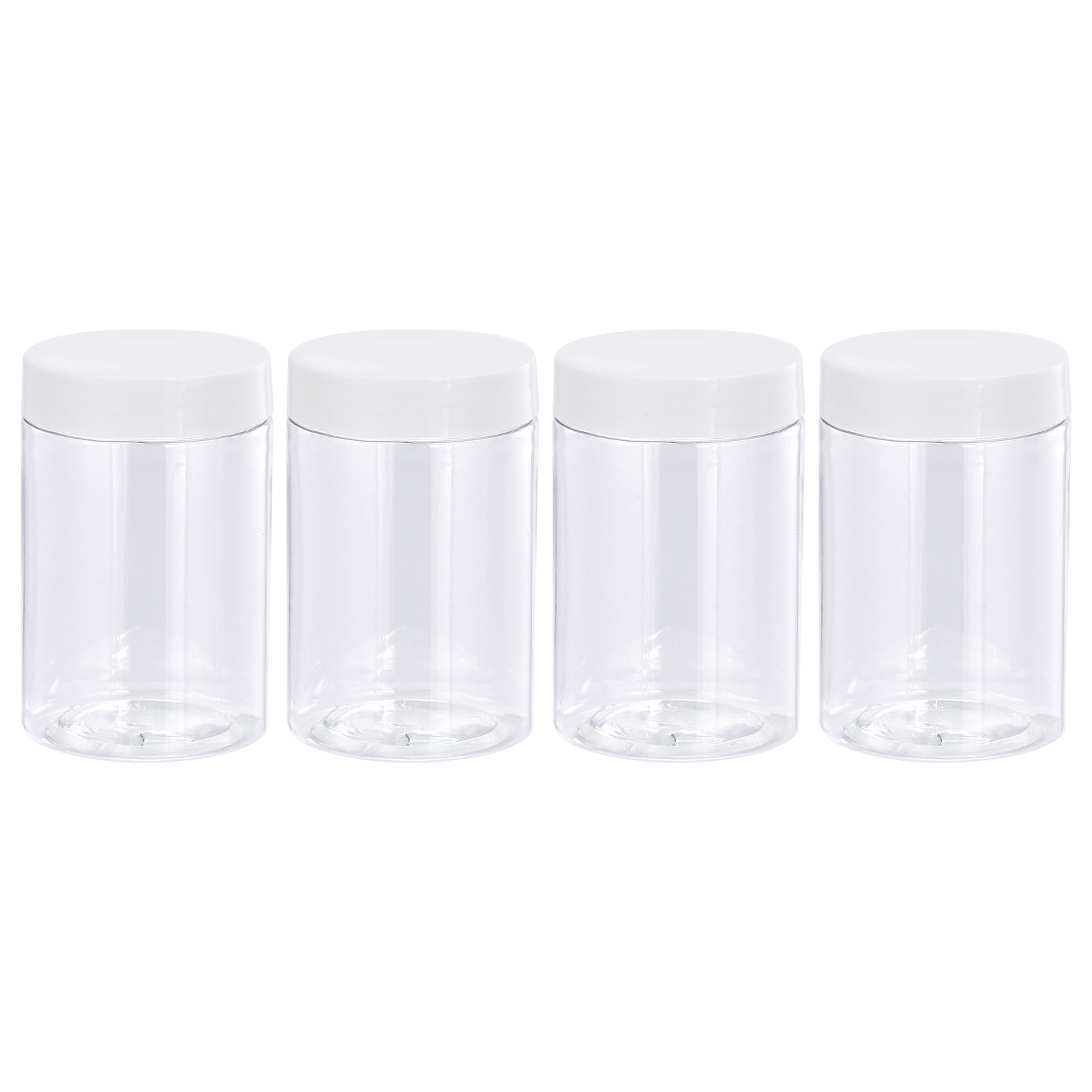 Uxcell 27oz/ 800ml Round Plastic Jars with White Screw Top Lid for ...