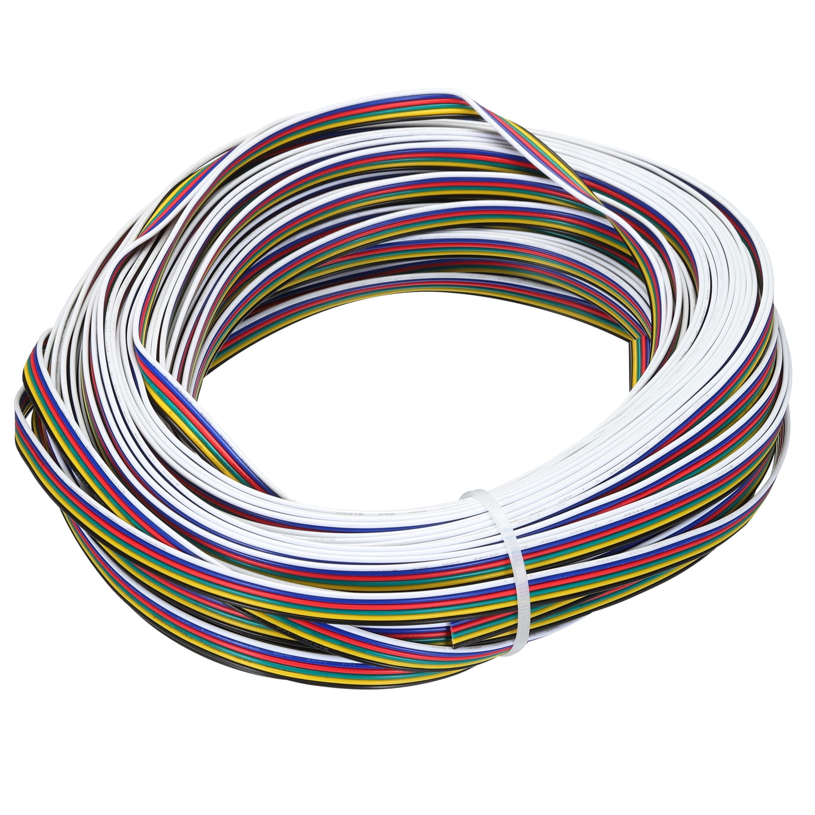 Uxcell 28 Gauge 6 Conductor Electrical Wire Tinned Copper Cable 98FT ...