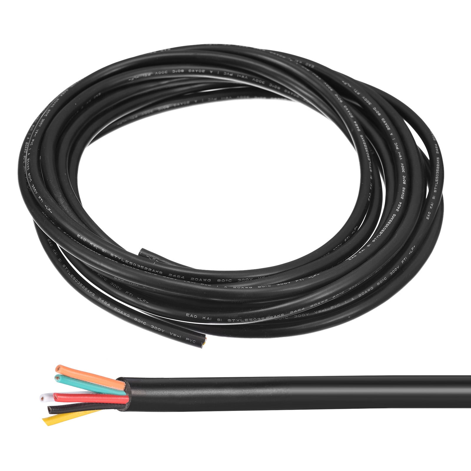 Uxcell 28AWG Electrical Wire 6 Conductors Tinned Copper 16.4Ft Low ...