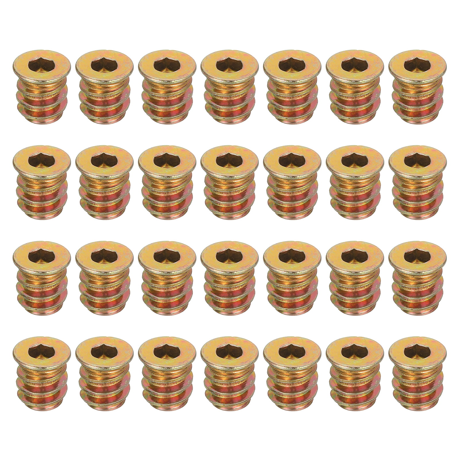 Uxcell 28Pcs Threaded Inserts Nuts for Wood - Carbon Steel Fasteners ...