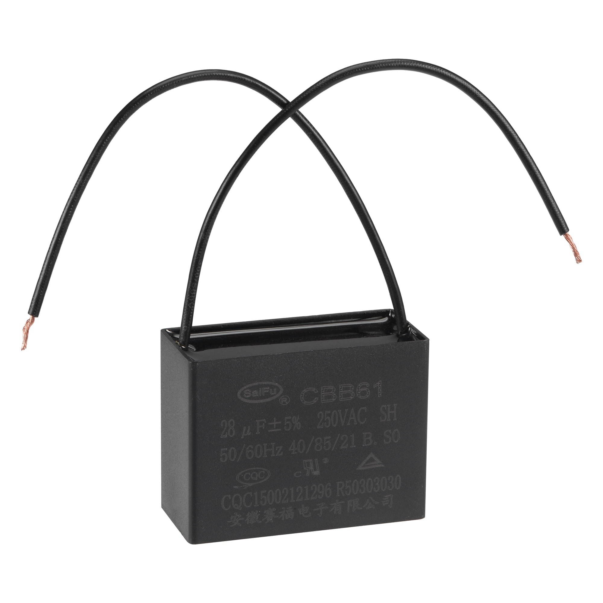 Uxcell 28uF 250V AC 2 Wires CBB61 Ceiling Fan Capacitor 1 Pack ...