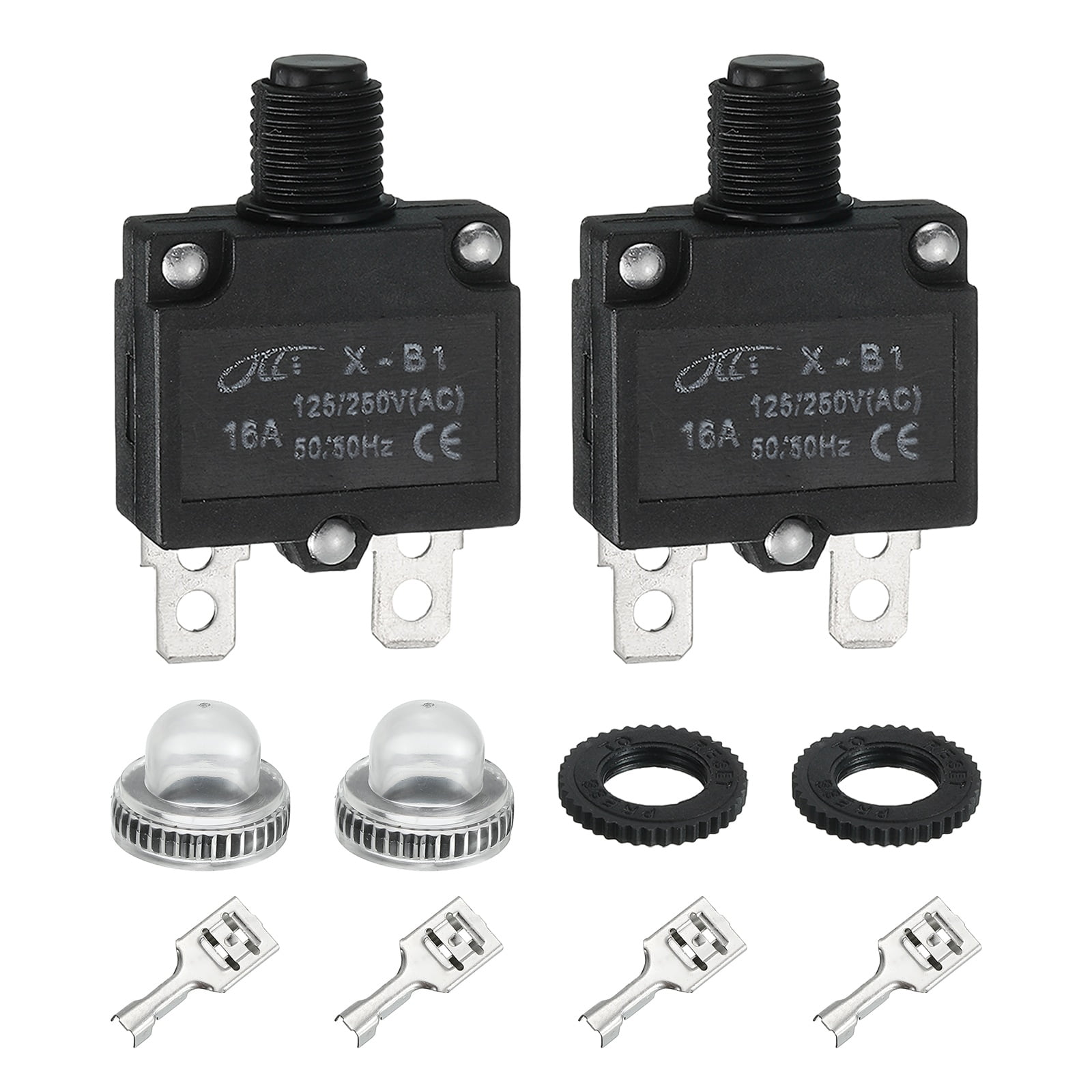 Uxcell 2PCS 16A Thermal Circuit Breakers, 125/250V AC,32V DC Manual ...