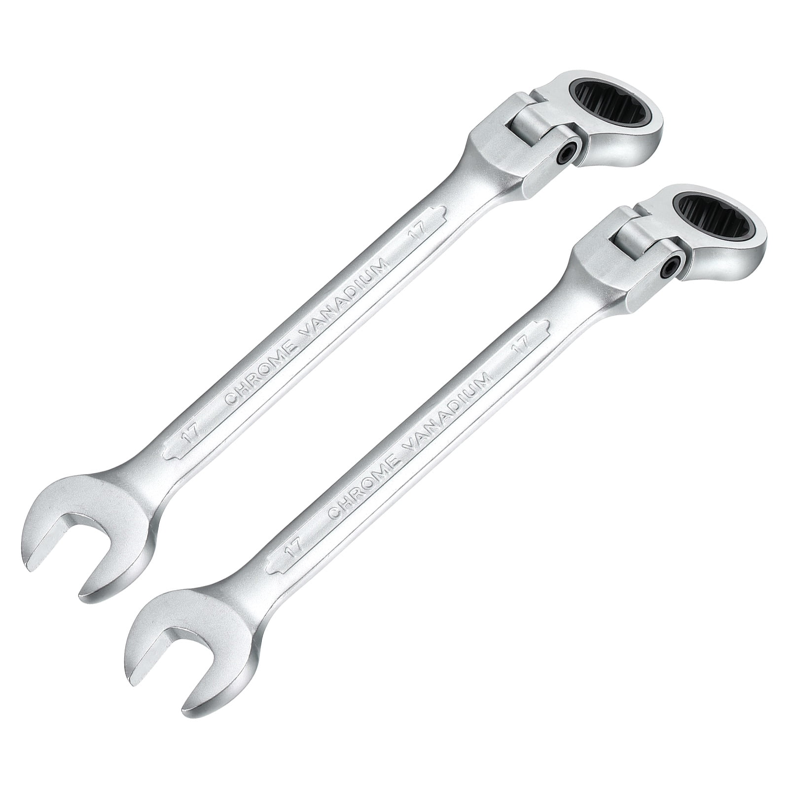 Uxcell 2PCS 17mm Metric Flex-Head Ratchet Wrench Chrome Vanadium Steel ...
