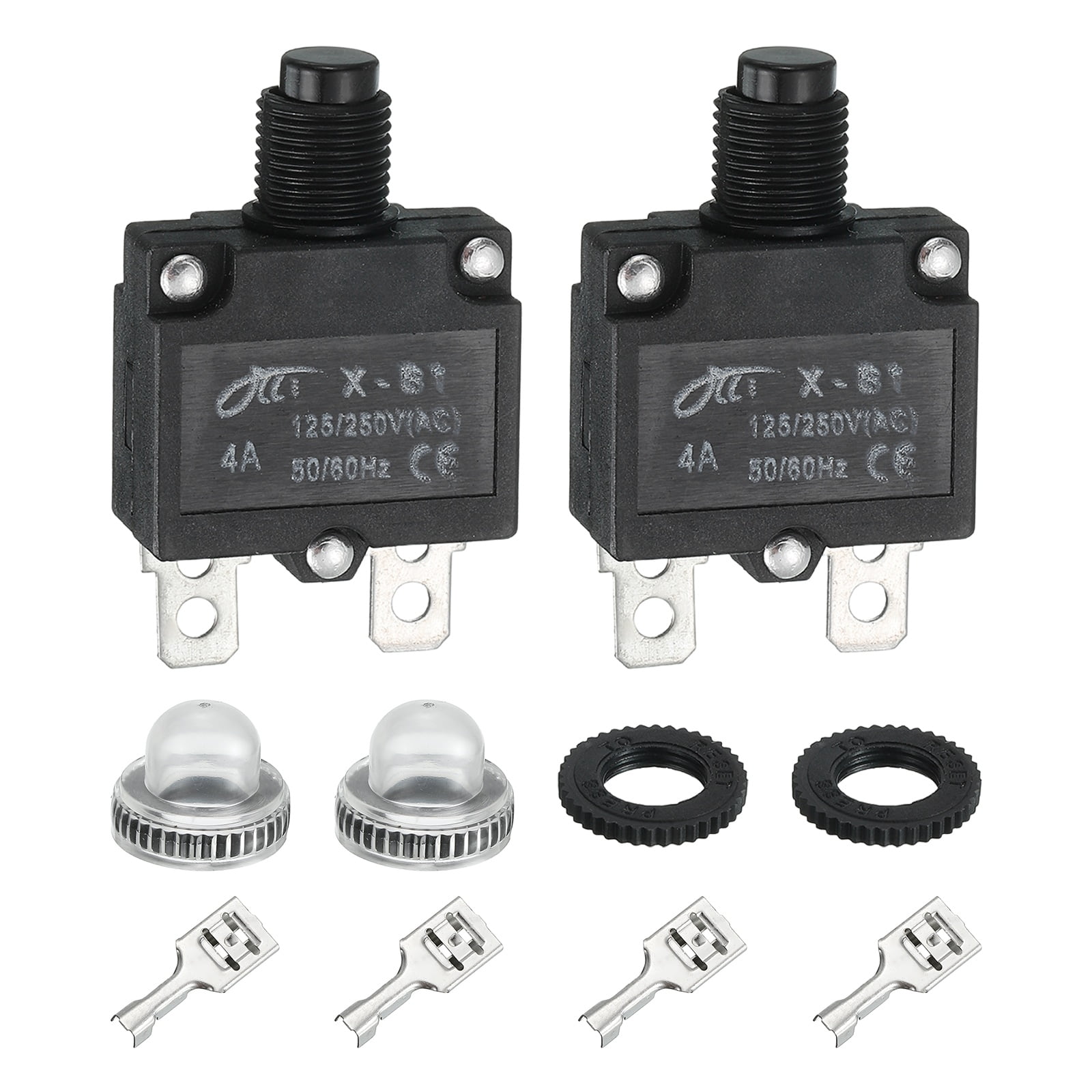 Uxcell 2PCS 4A Thermal Circuit Breakers, 125/250V AC,32V DC Manual ...