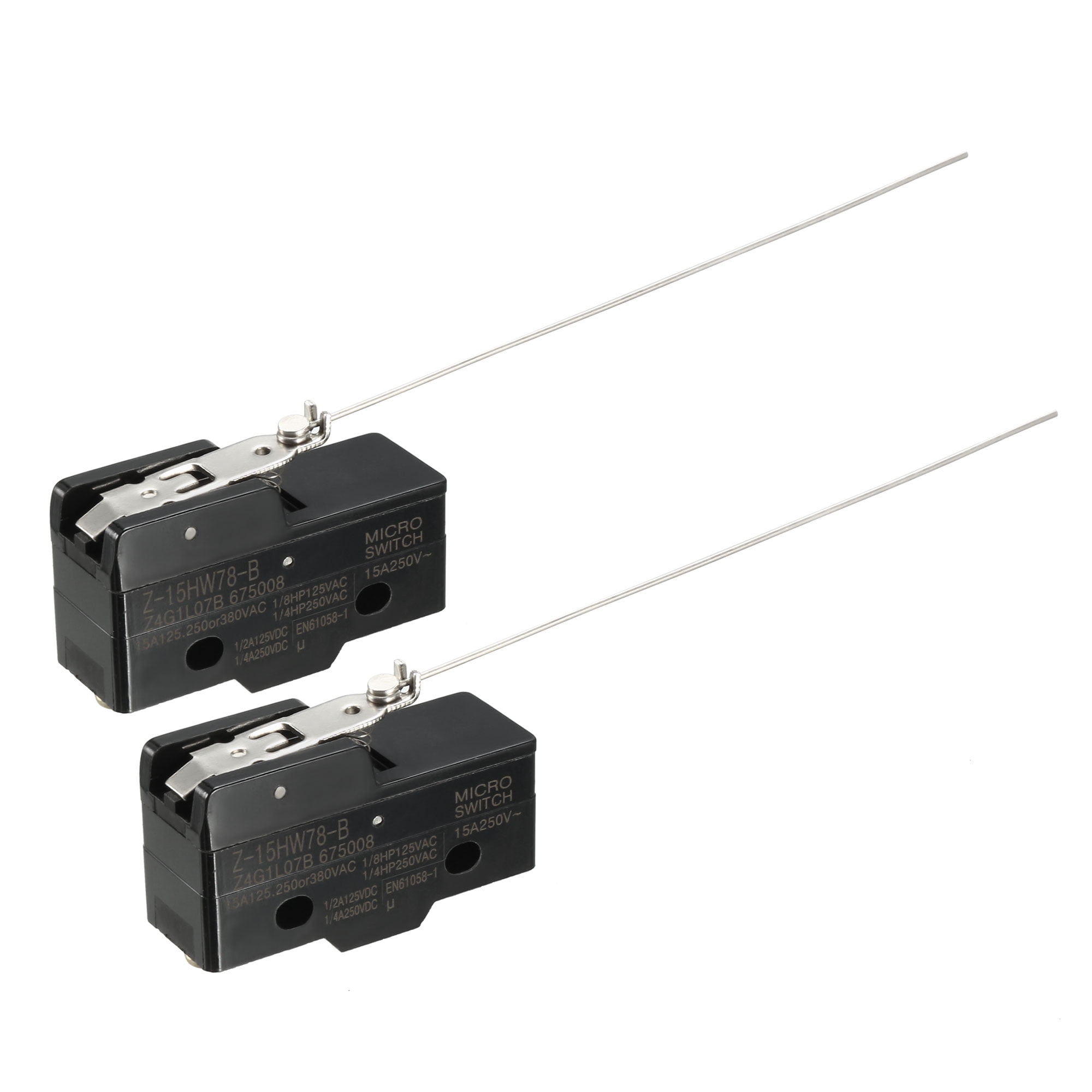 Uxcell 2PCS Z-15HW78-B 1NO + 1NC Long Steel Wire Lever Type Micro ...