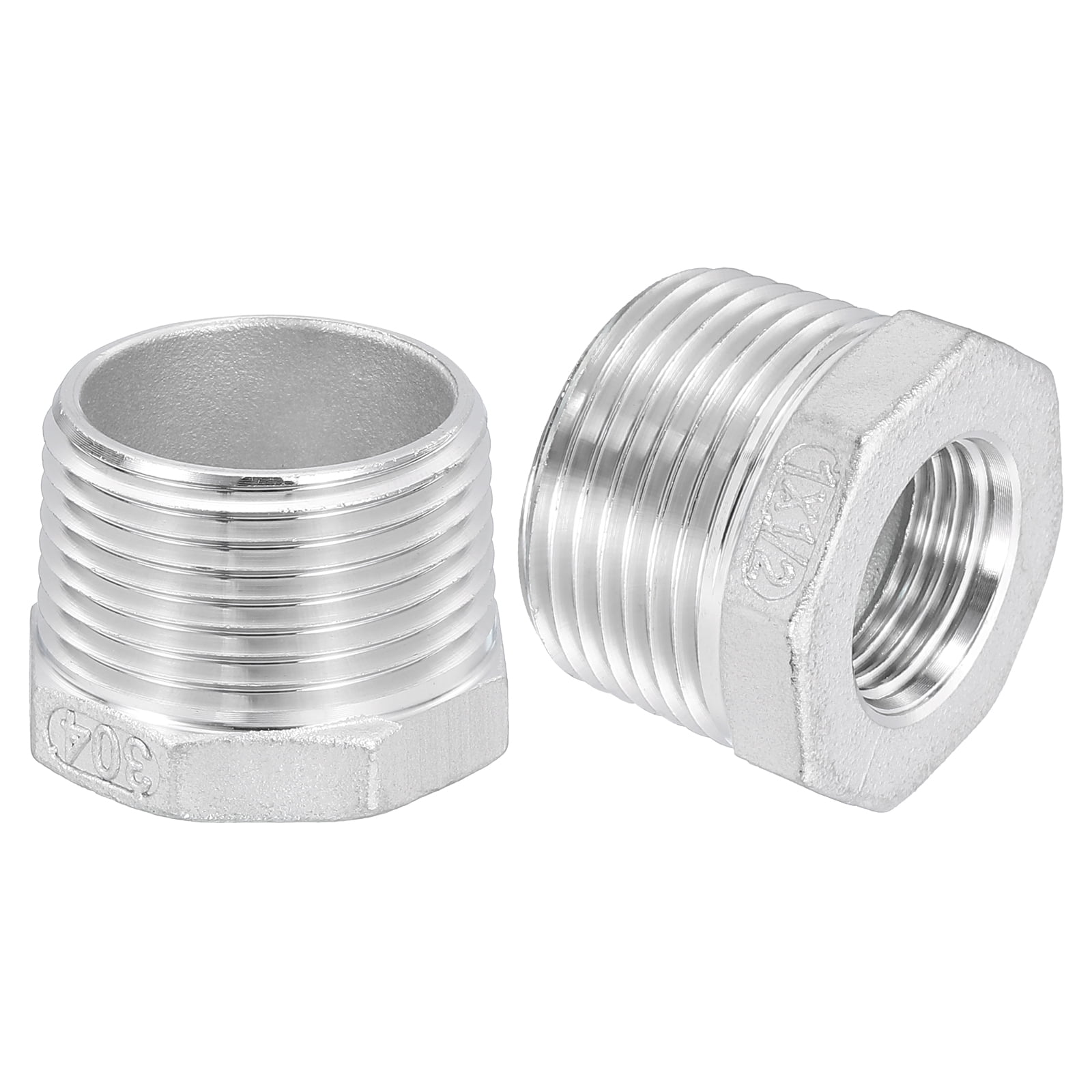 Uxcell 2Pack 1" Male NPT to 1/2" Female NPT 304 Stainless Steel Reducer Hex Bushing - Walmart.com