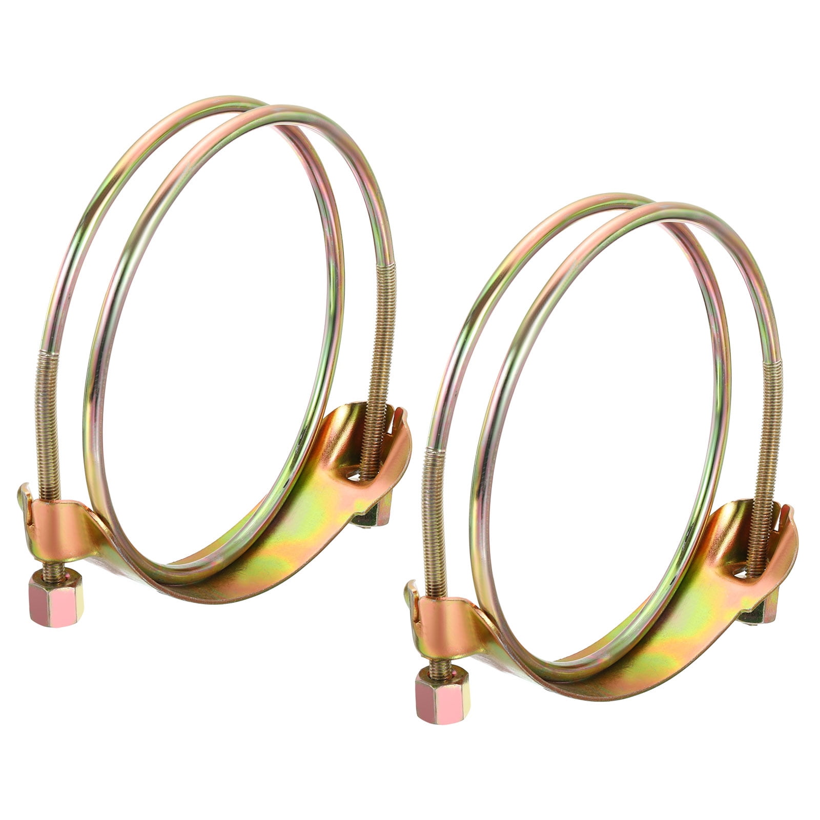 Uxcell 2Pack Hose Clamps Double Steel Wire Water Pipe Clamp Adjustable ...