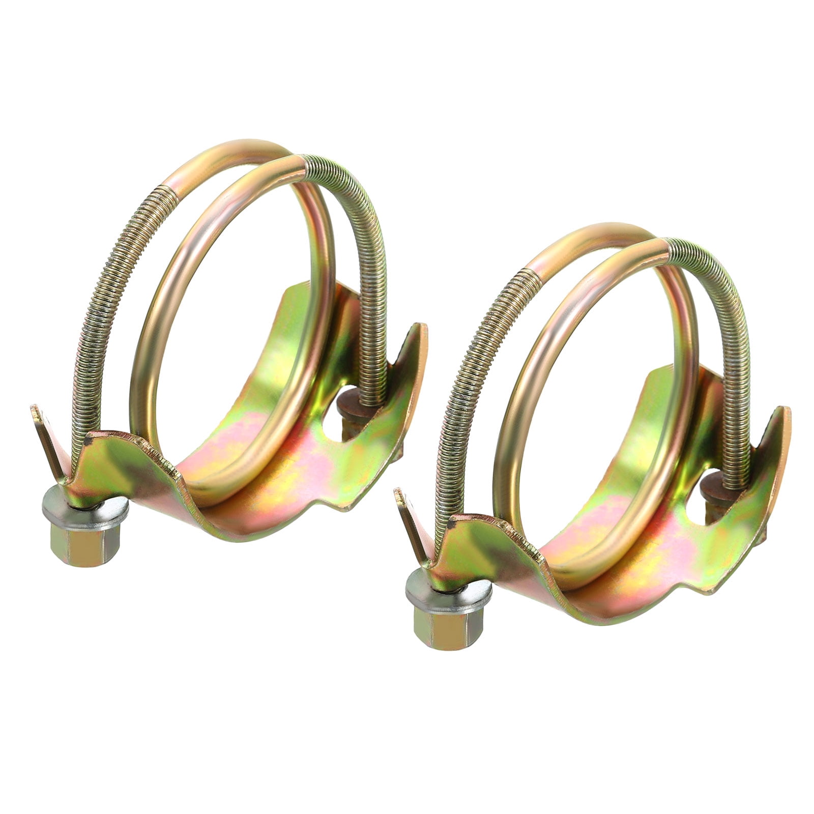 Uxcell 2Pack Hose Clamps Double Steel Wire Water Pipe Clamp Adjustable ...