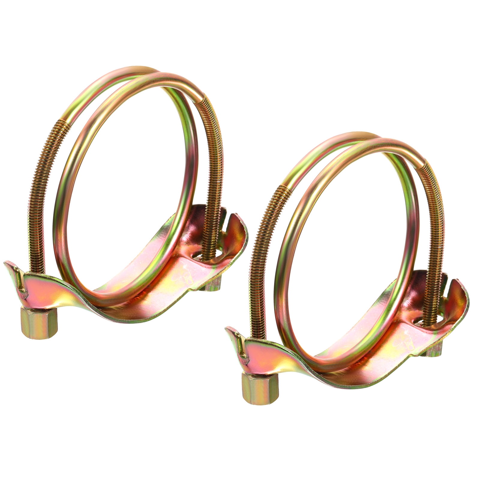 Uxcell 2Pack Hose Clamps Double Steel Wire Water Pipe Clamp Adjustable ...