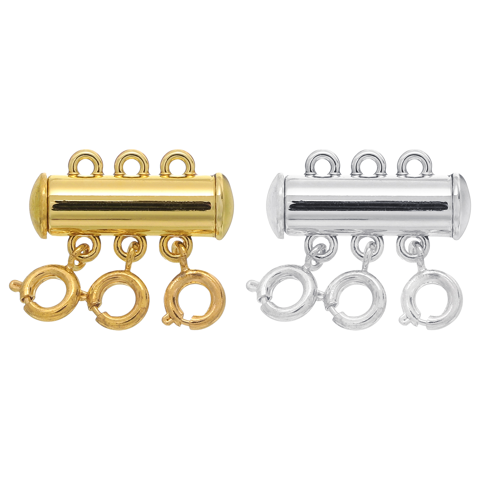 Uxcell 2Pack Layering Necklace Clasps 3 Strands Slide Tube Lock Clasp ...
