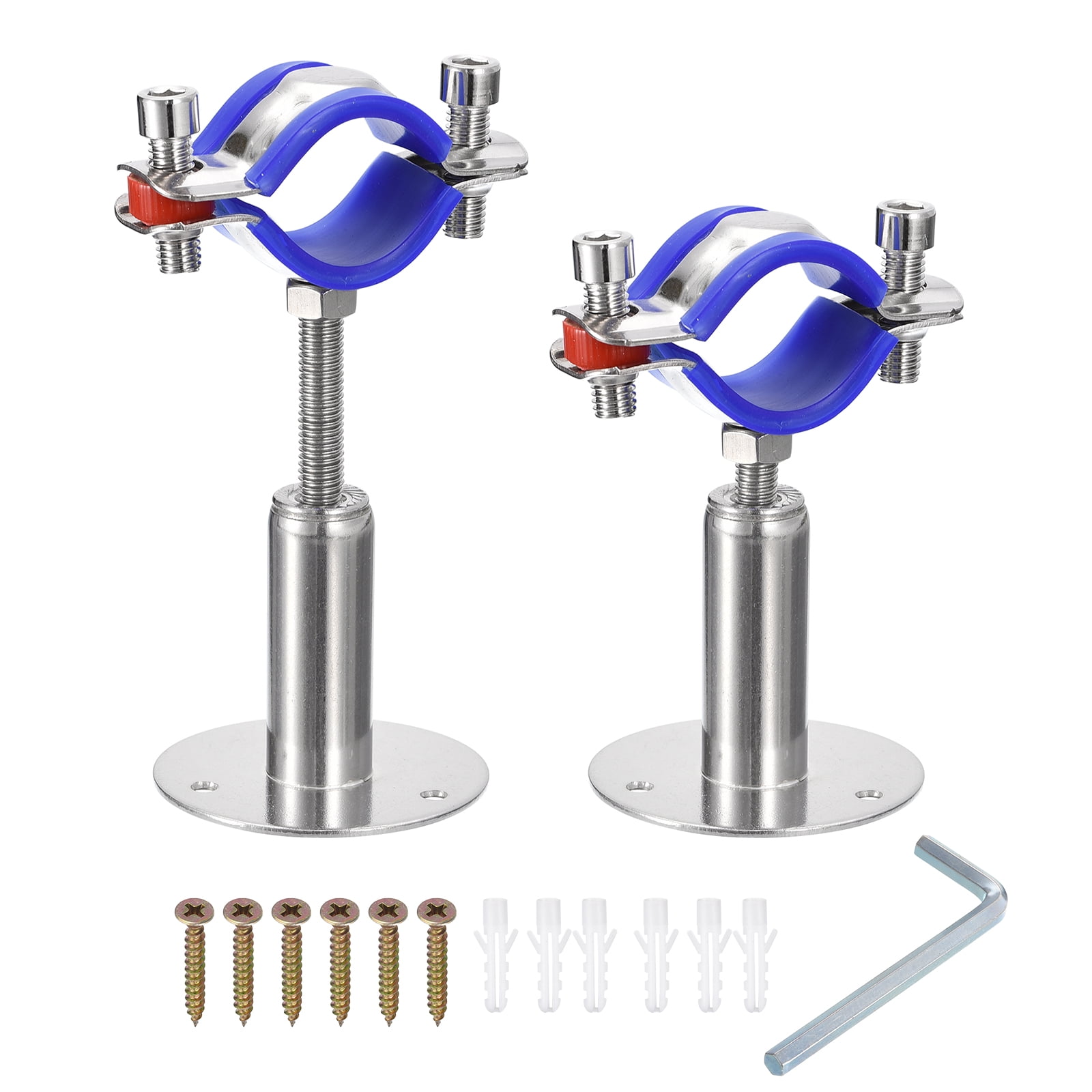 Uxcell 2Pack Pipe Supports Adjustable Pipe Bracket Clamp Pipe Strap Fit ...