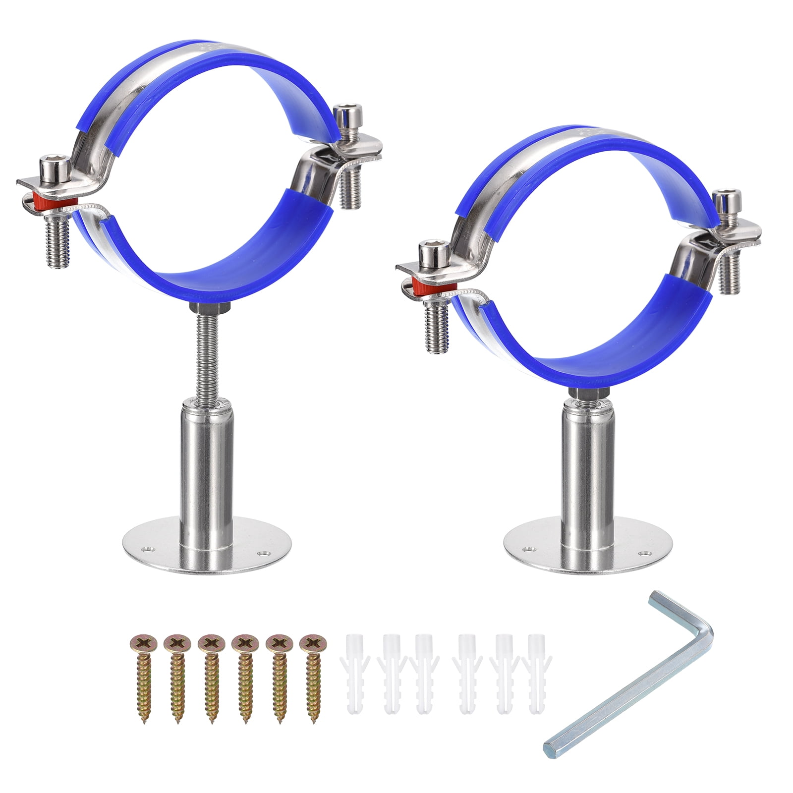 Uxcell 2Pack Pipe Supports Adjustable Pipe Bracket Clamp Pipe Strap Fit ...