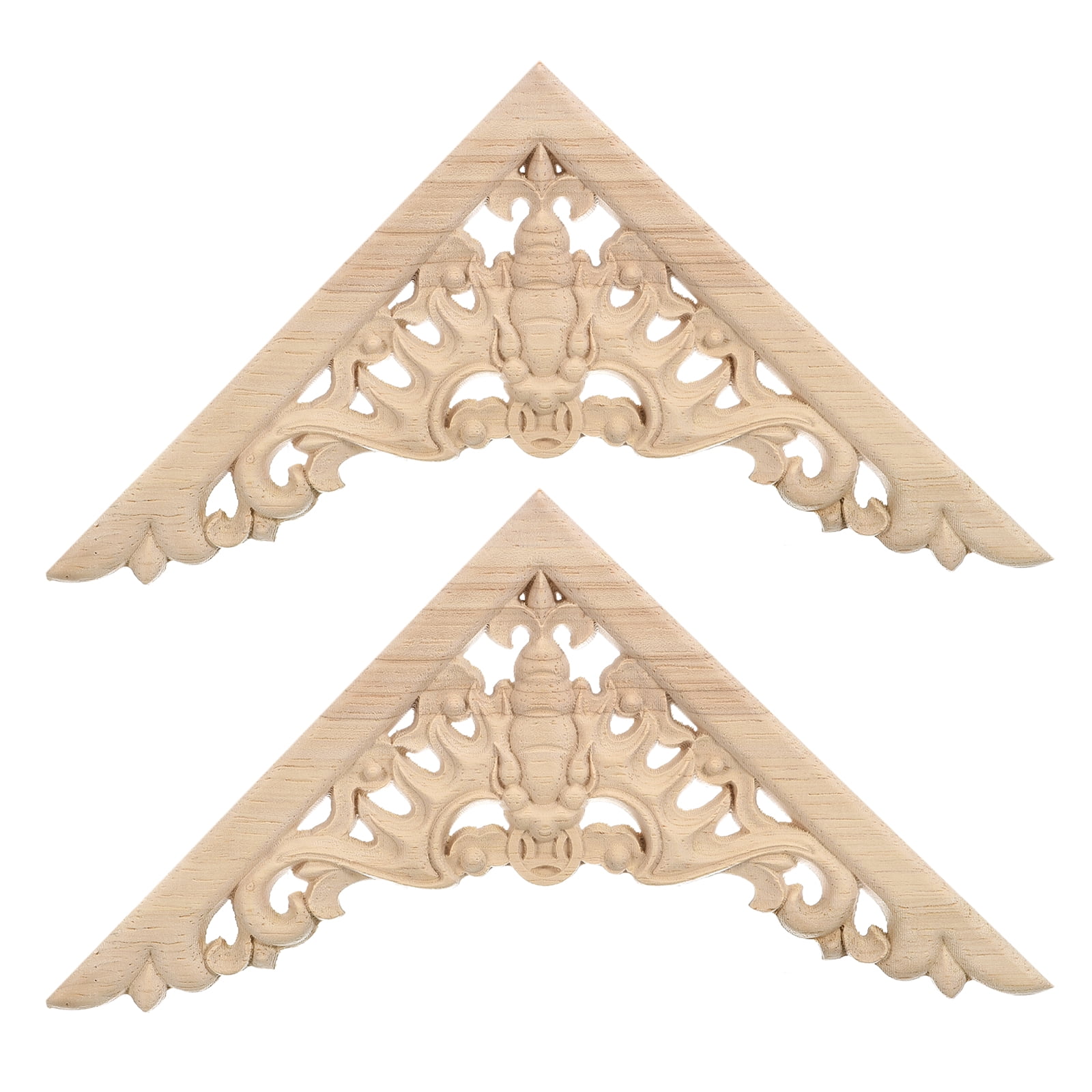 Uxcell 2Pack Wood Carved Appliques Unpainted Decorative Corner Carving ...