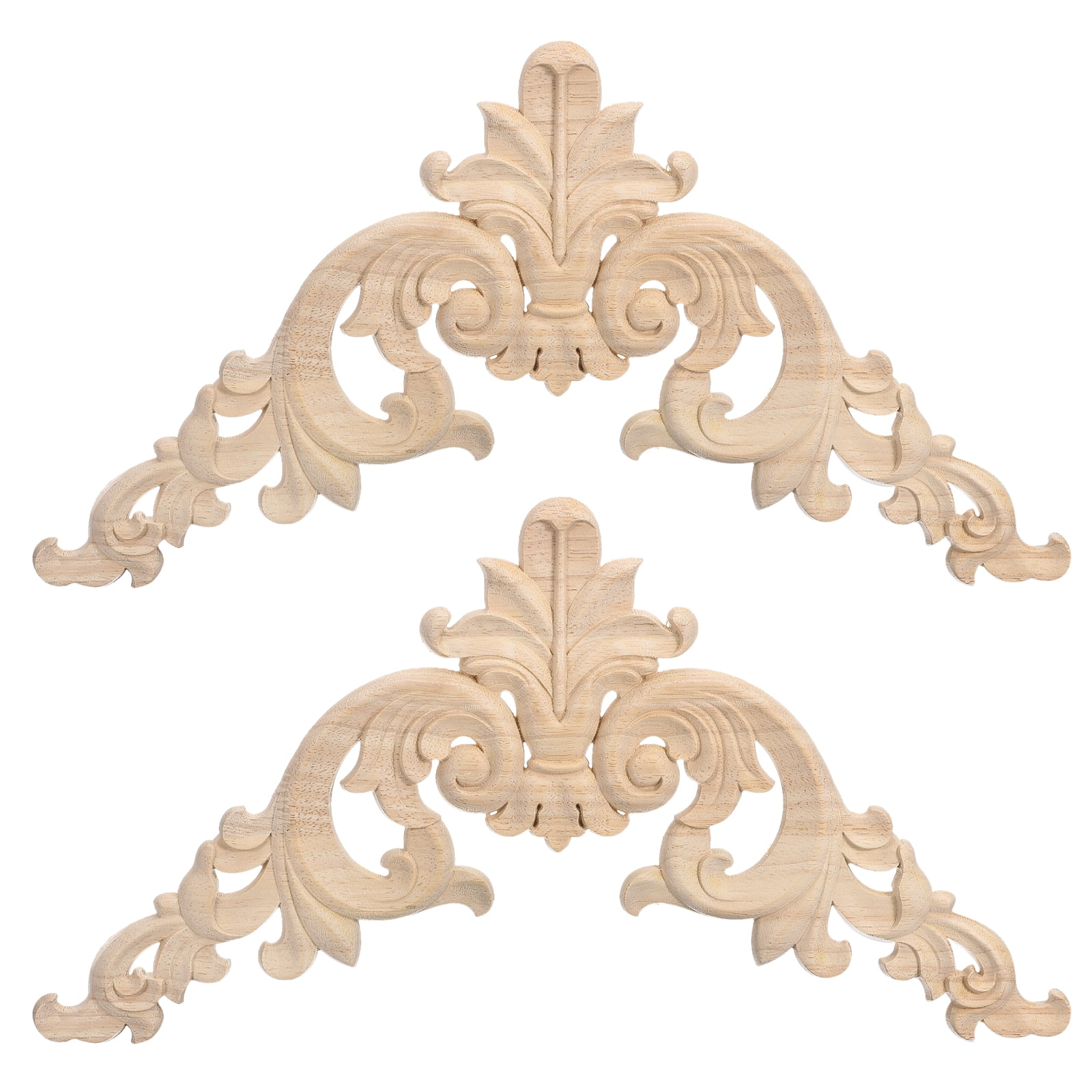 Uxcell 2Pack Wood Carved Appliques Unpainted Decorative Corner Flower ...
