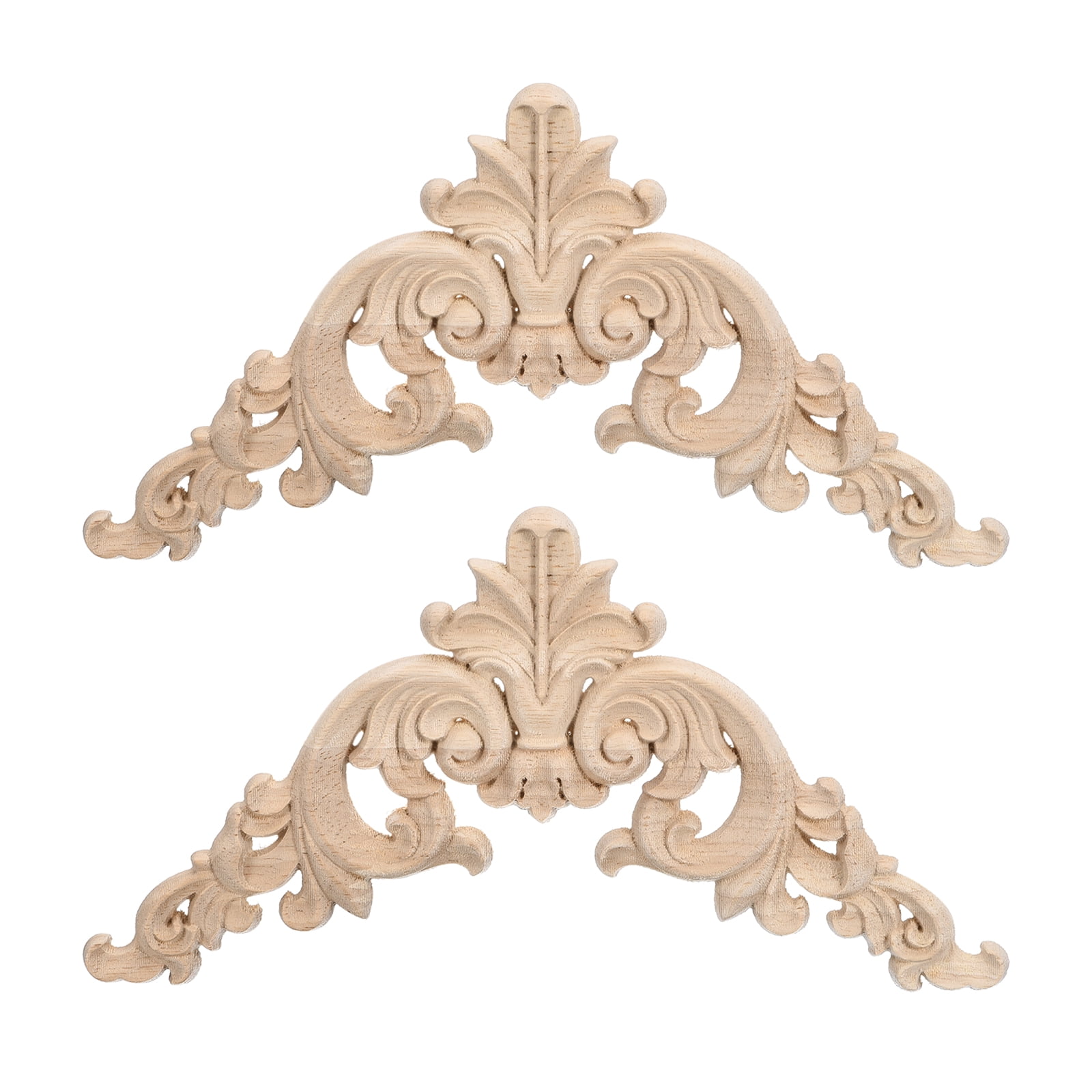 Uxcell 2Pack Wood Carved Appliques Unpainted Decorative Corner Flower ...