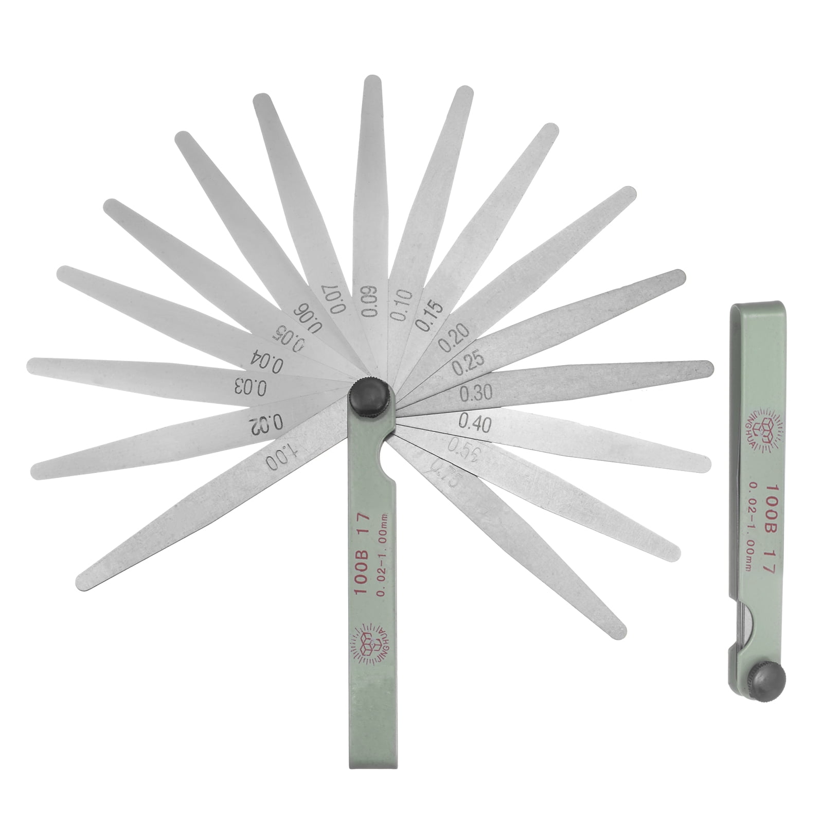 Uxcell 2Packs 17 Blades Feeler Gauge, (0.02to1.0mm) Thickness 100mm Length Gauge Metric Gap ...