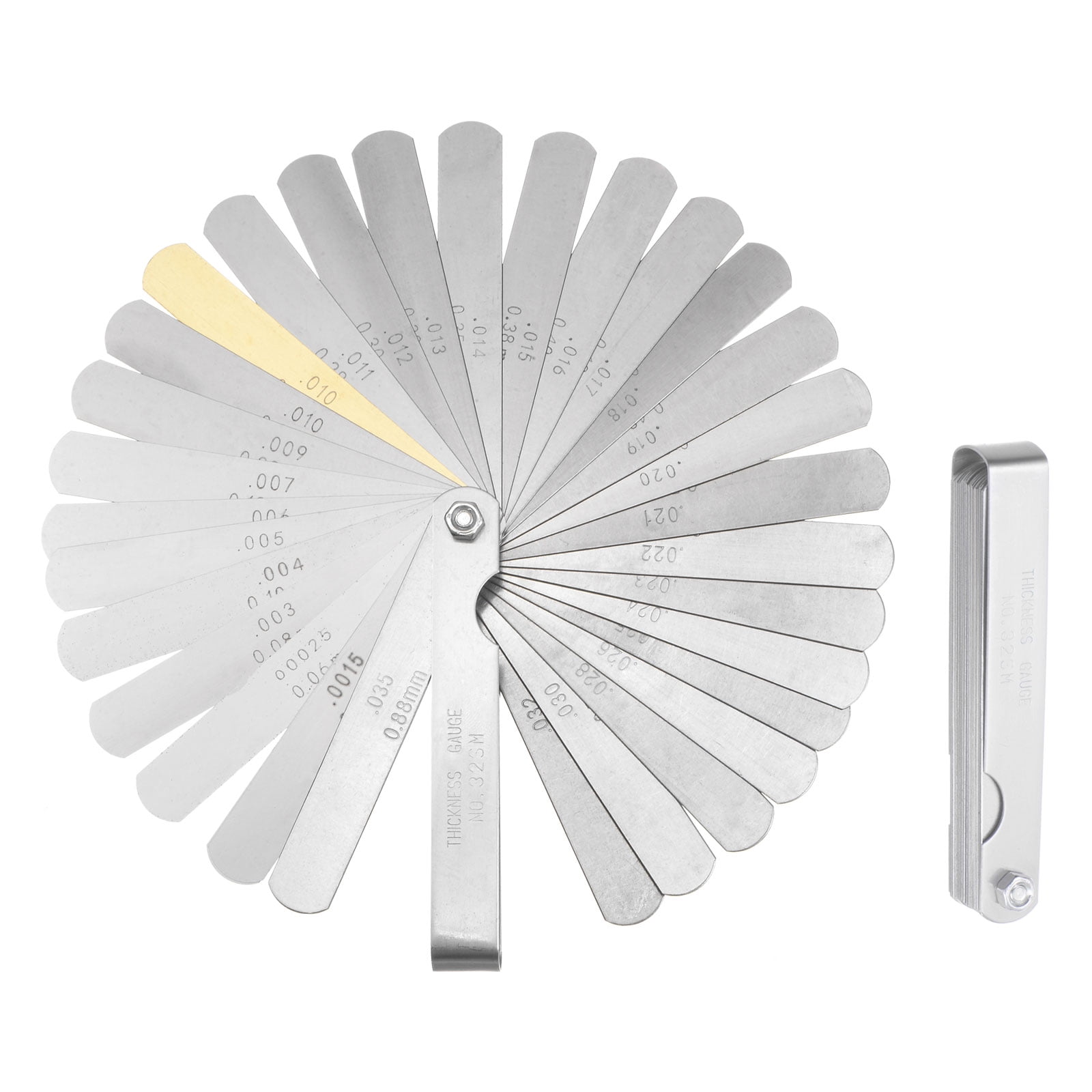 Uxcell 2Packs 32 Blades Feeler Gauge, (0.04-0.88mm) Thickness 89mm Length Gauge Metric Gap ...