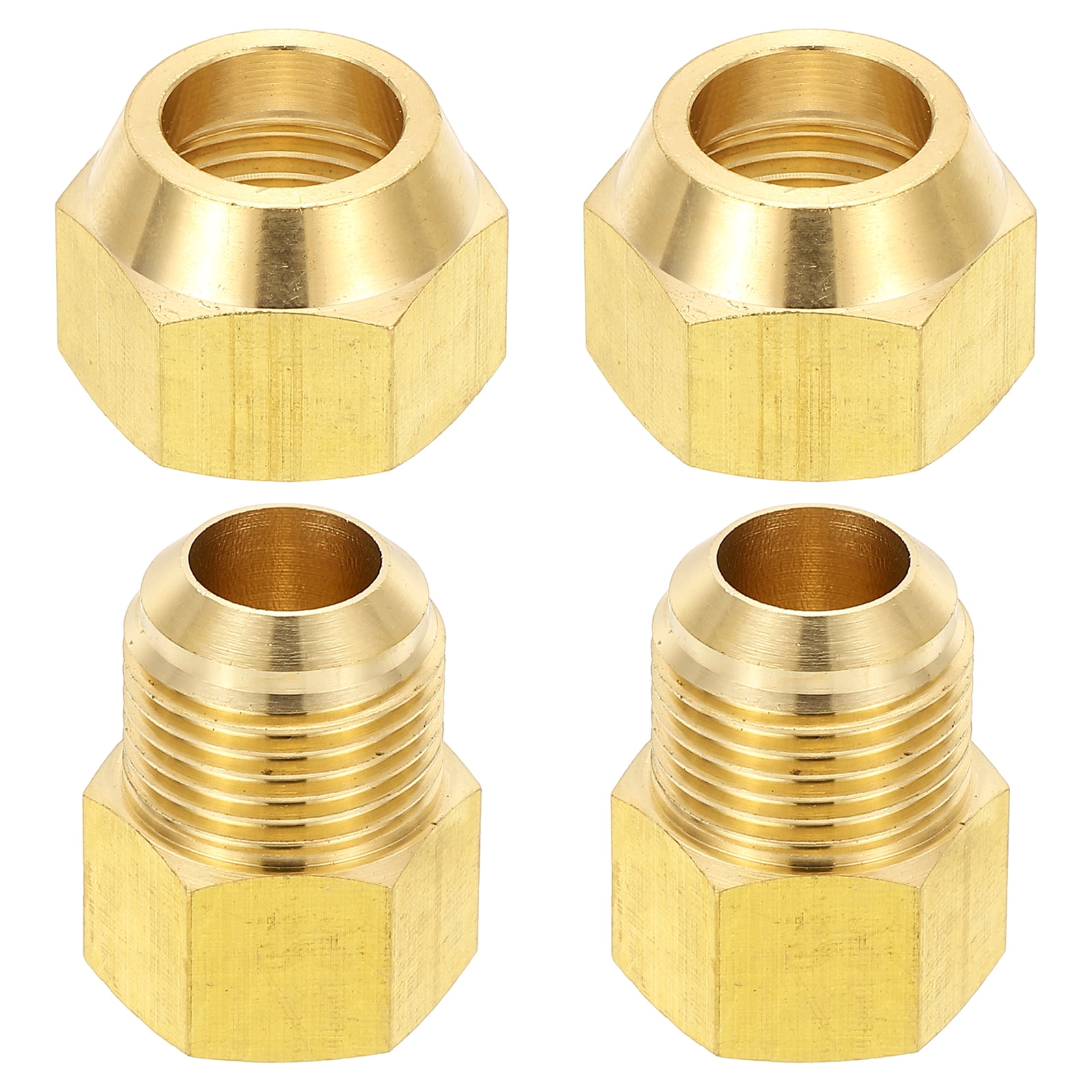 Uxcell 2Pcs 1/2" Flare Female x 5/8" Flare Male Brass Flare Pipe Fitting with Flare Nut ...