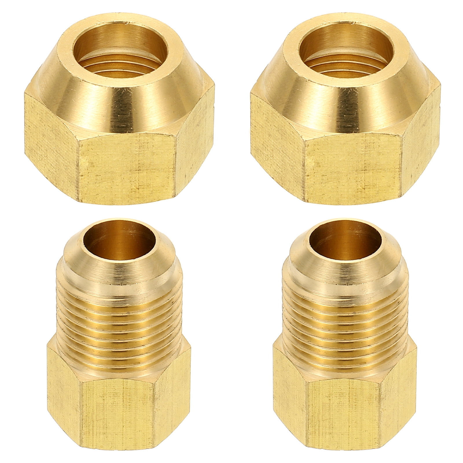 Uxcell 2Pcs 1/4" Flare Female x 1/2" Flare Male Brass Flare Tube Fitting with Flare Nut ...