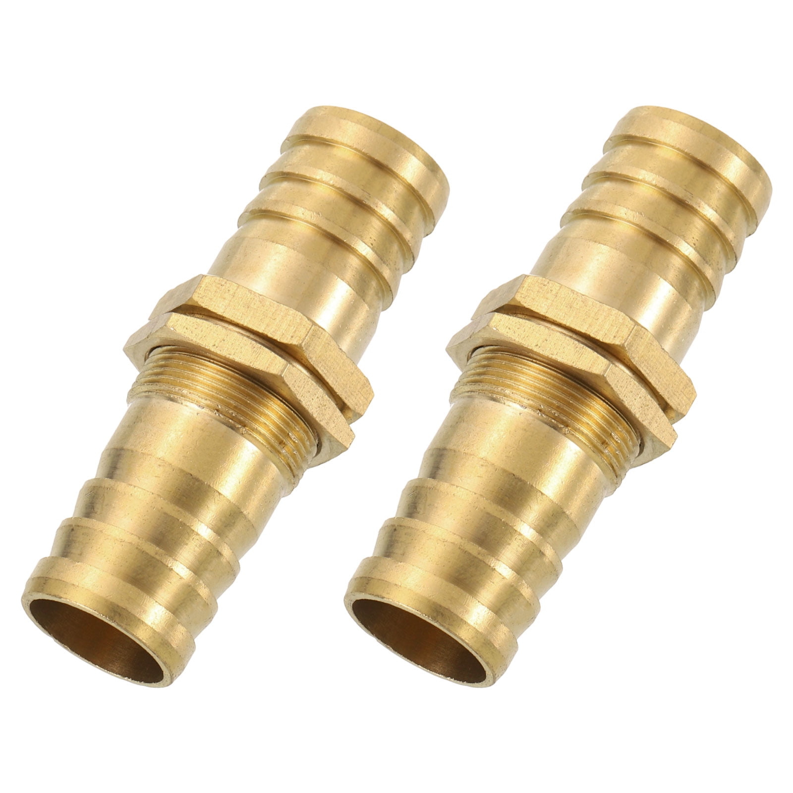 Uxcell 2Pcs 1/4" Hose Barb, Thru-Bulk Head Hex Straight Fitting, Gold ...