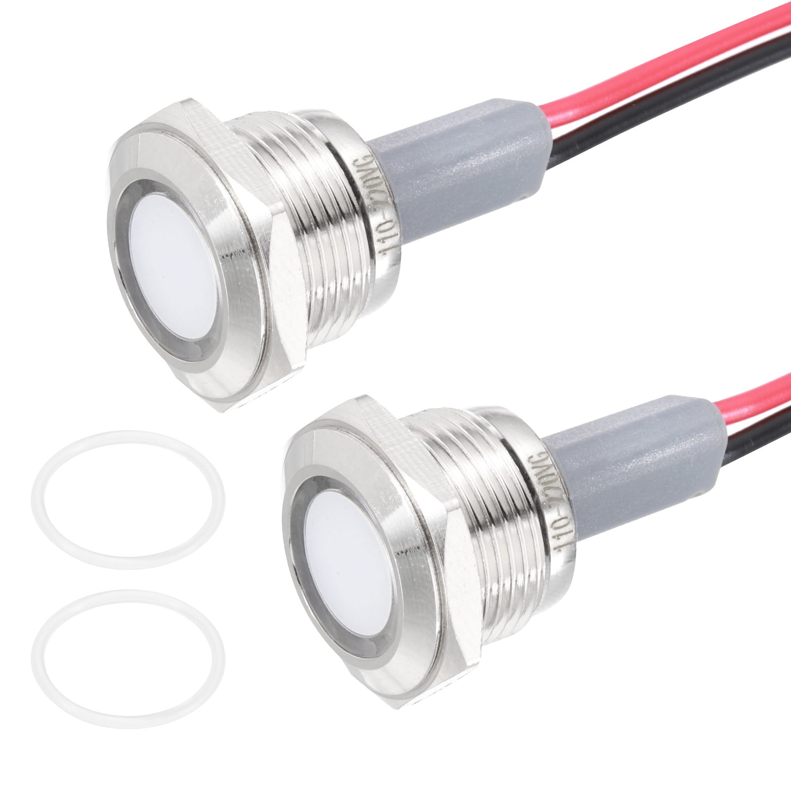 Uxcell 2Pcs 16mm Indicator Light, 110V-220V AC LED Metal Signal Lamp ...